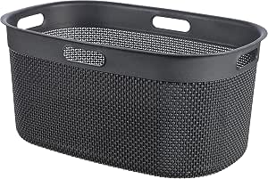 Curver Keter Filo Bathroom Laundry Basket, Grey, 45 Litre Capacity, 100 ...