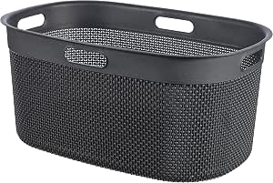 Curver Keter Filo Bathroom Laundry Basket, Grey, 45 Litre Capacity, 100 ...