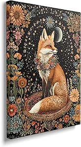 Amazon.com: Fox Canvas Wall Art Boho Animal Pictures for Kitchen Living ...