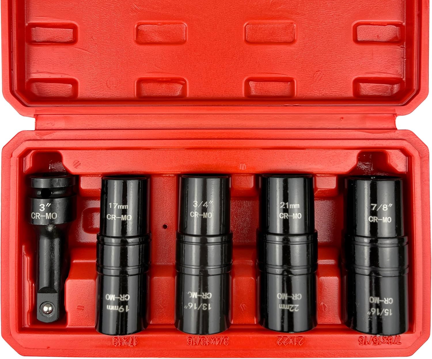 EACELIY 5PCS 1/2" Drive Impact Socket Set,Flip Socket Set,Metric（17x19 ...