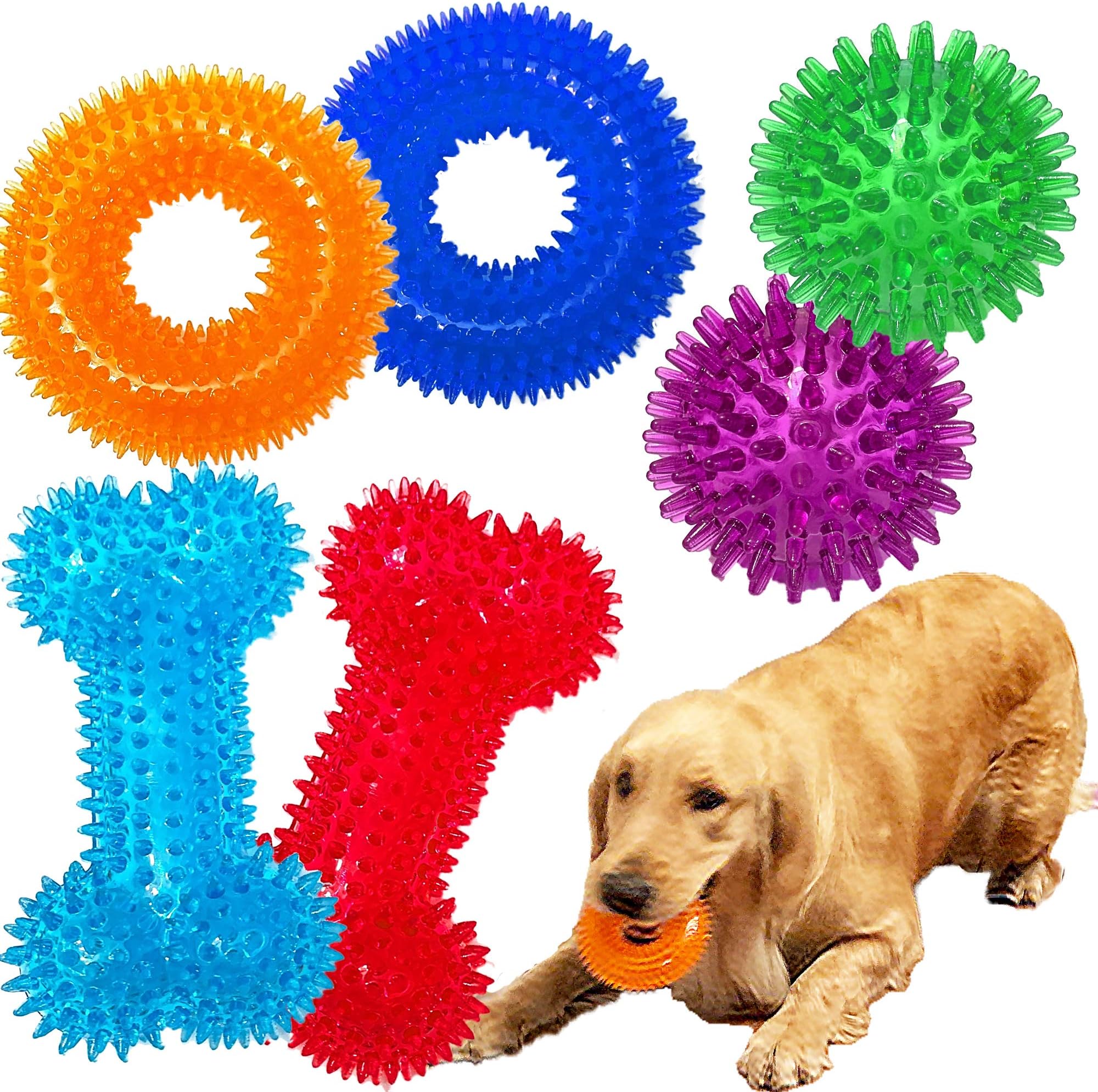 Pet Supplies : CatYou Dog Squeaky Toys Latex Soft Dog Ball Toys Rubber ...