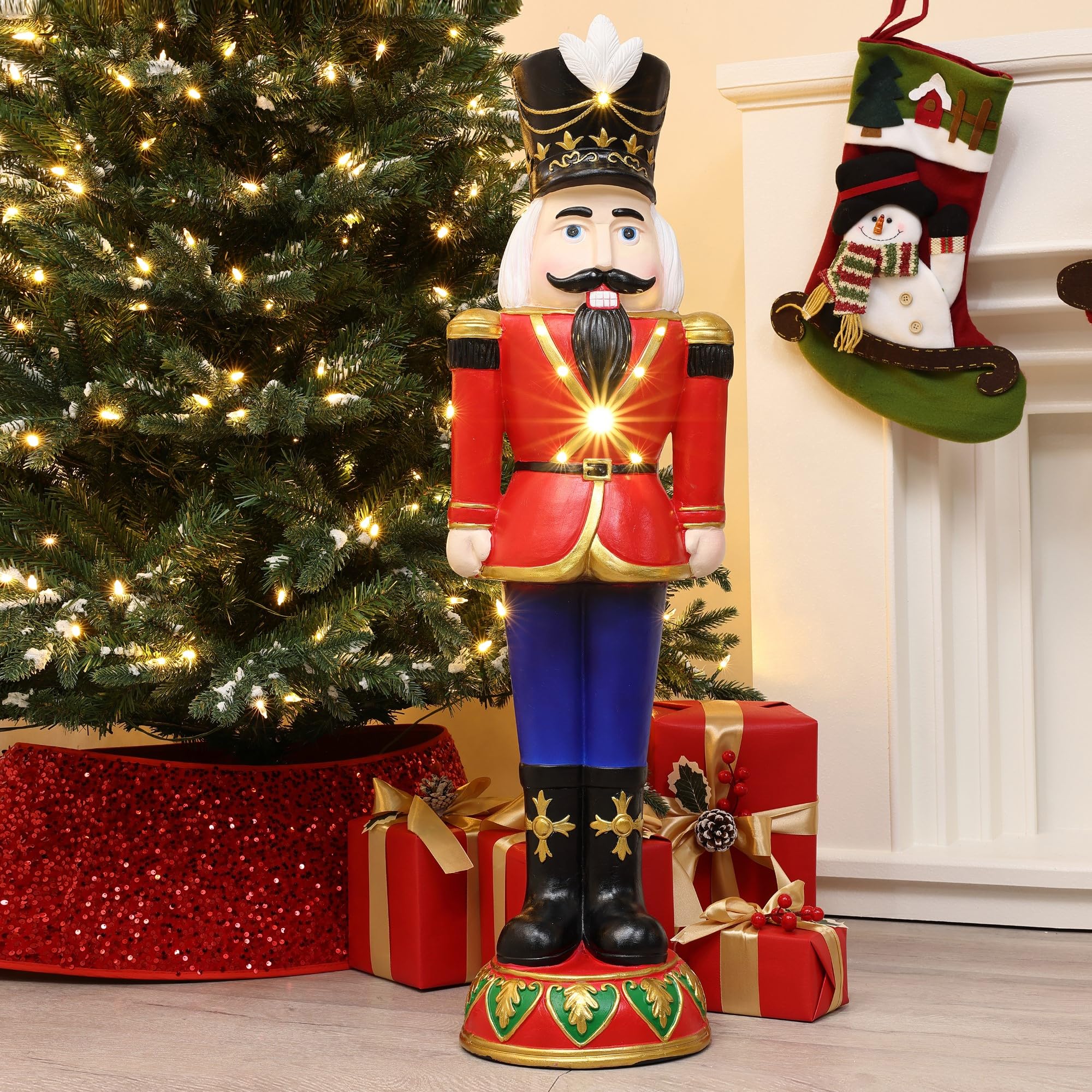 Amazon.com: LuxenHome 3Ft Christmas Nutcracker, Traditional Nutcracker ...