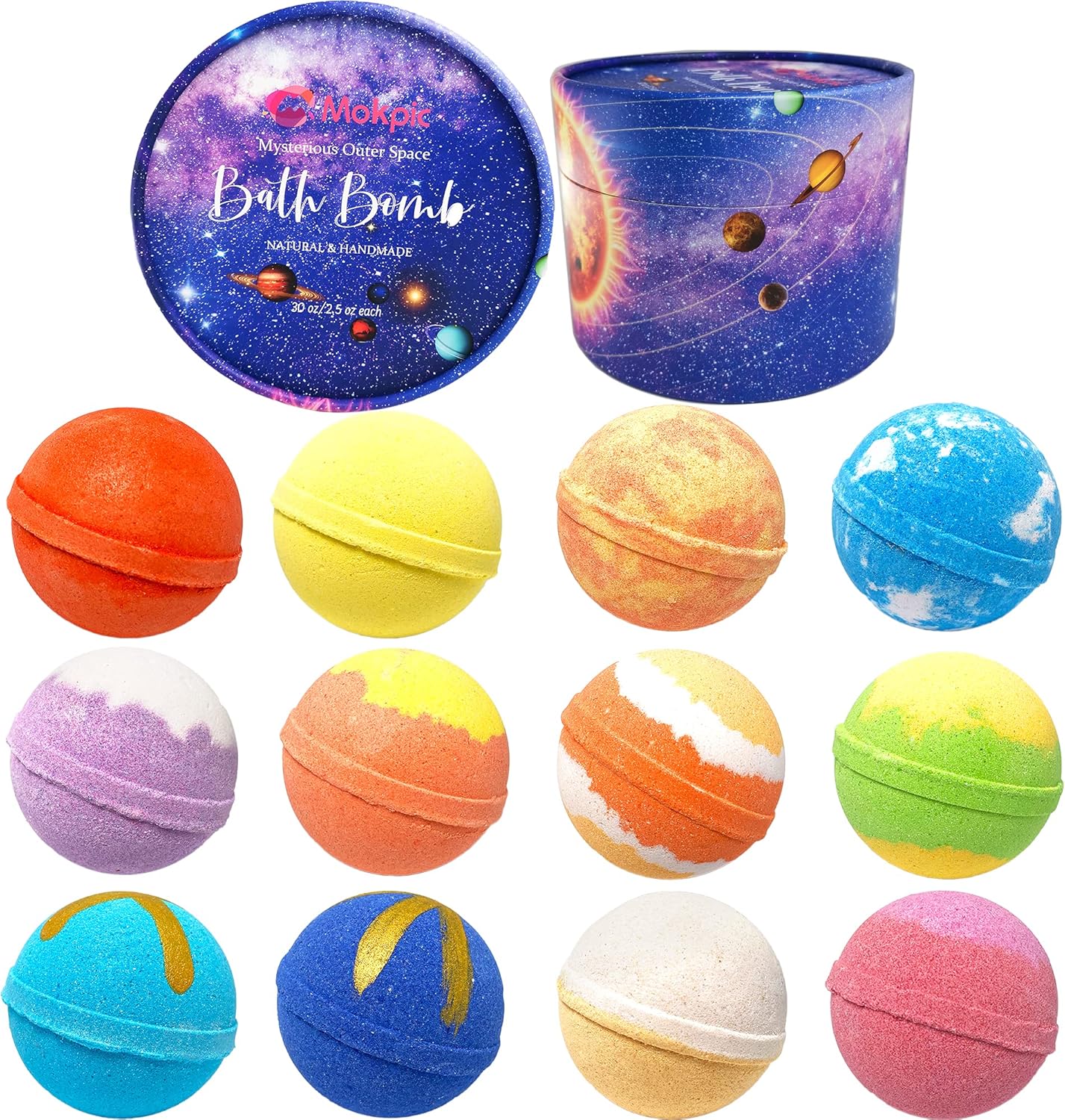 Amazon.com : MOKPIC Bath Bombs, 12 Pack Solar System Planets Bath Bomb ...