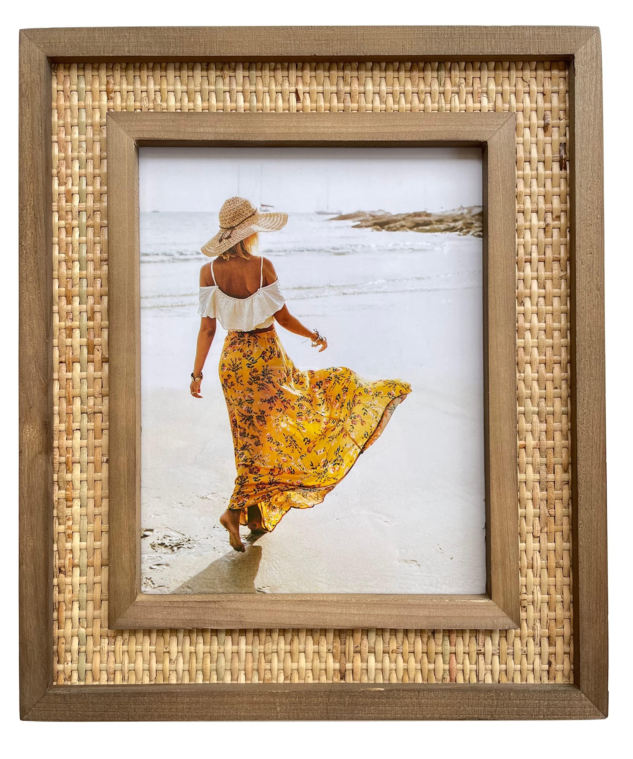 Amazon.com - Rattan and Wood Picture Frame - Coastal or Boho Photo ...