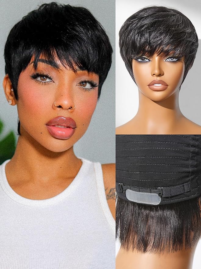 Amazon.com : LUVME HAIR Ultra Comfort Throw On & Go Short Pixie Cut ...