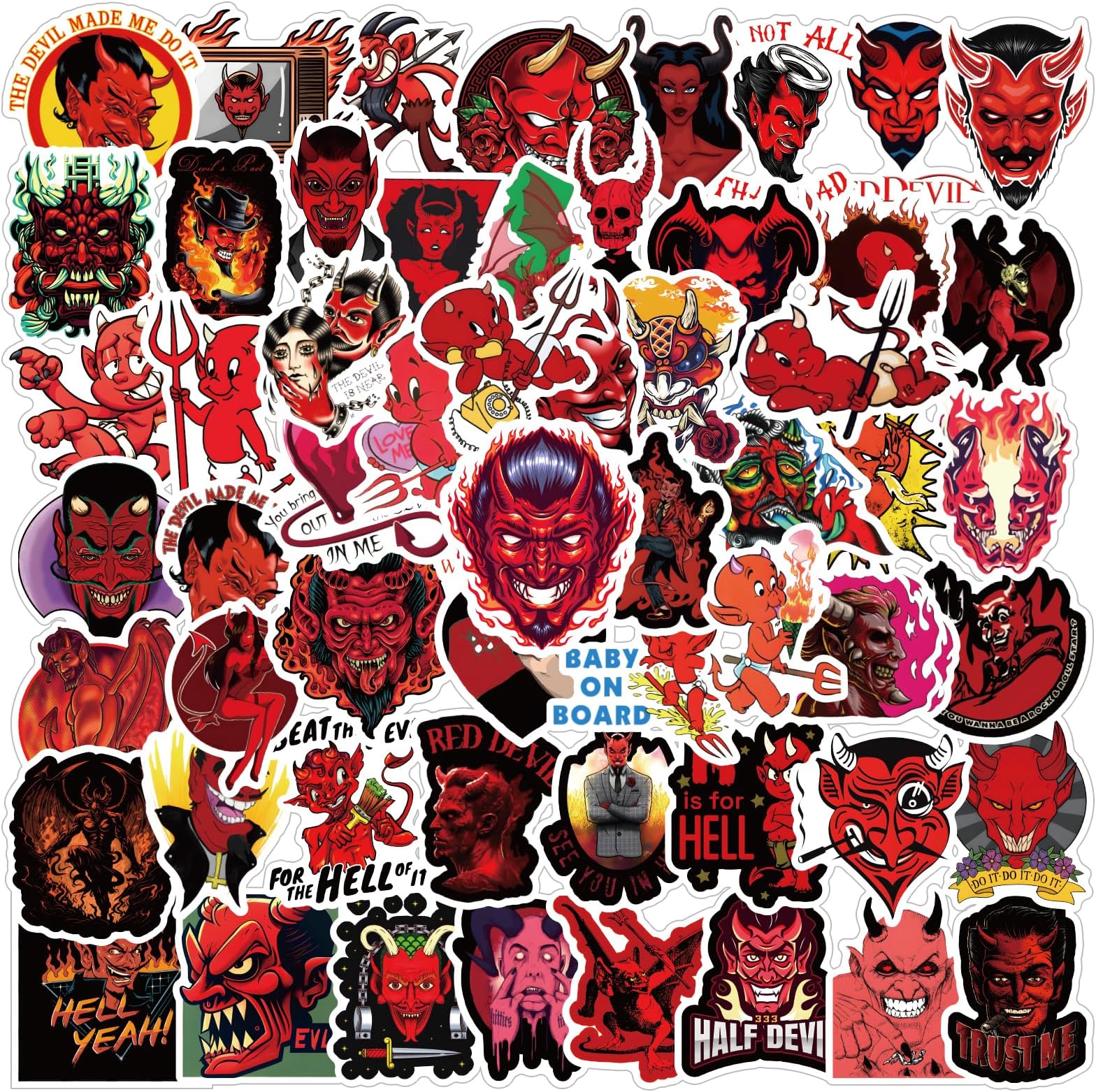 Amazon.com - Creepy Black and White Demon Devil Head Cartoon Vinyl ...