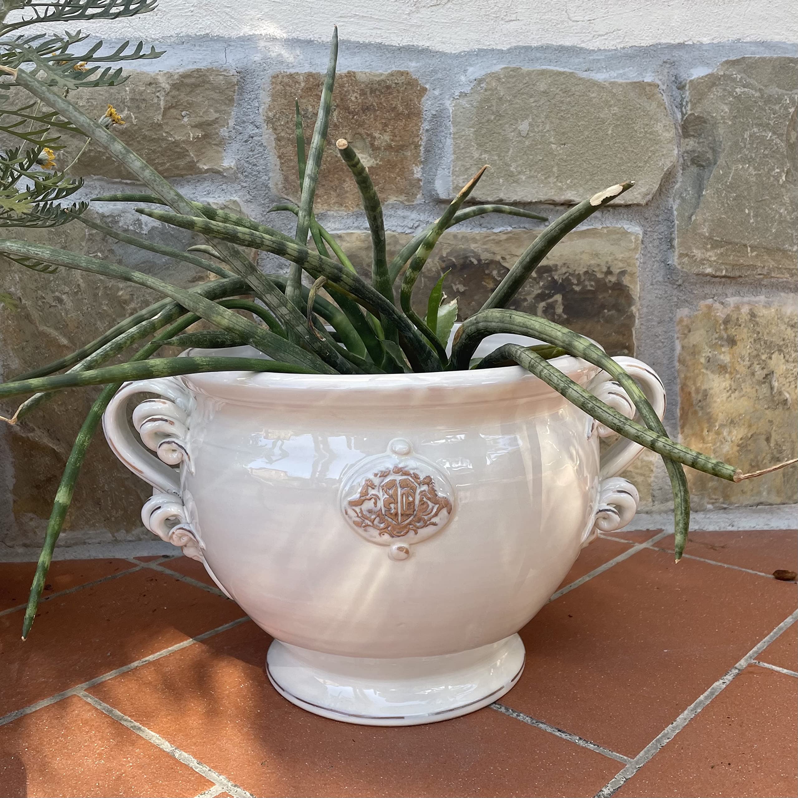 White Terracotta Planters Made In Italy Blue And White Terracotta