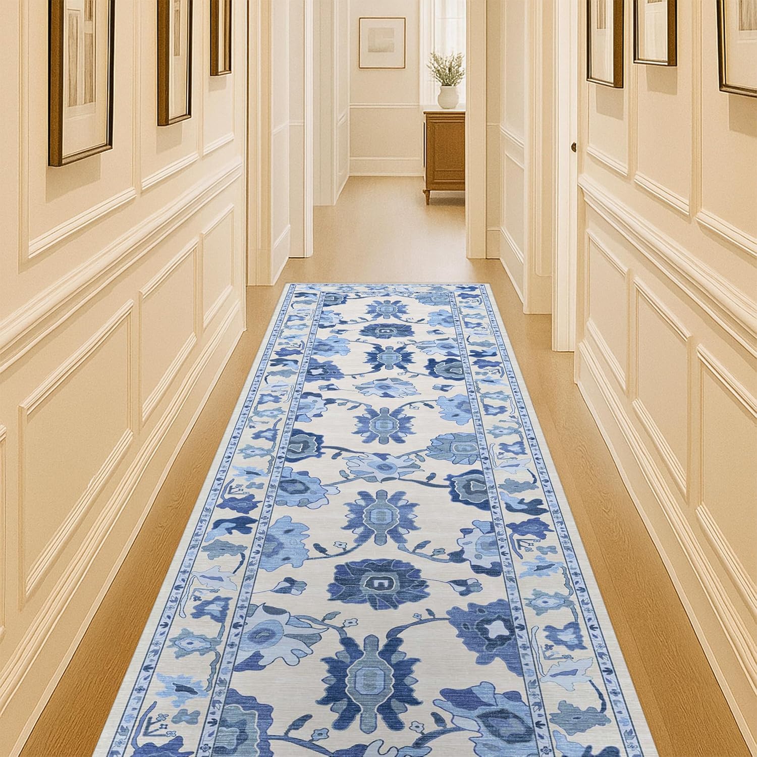 Amazon.com: Fame Living Navy Blue Oushak Runner Rug, Modern Runners ...