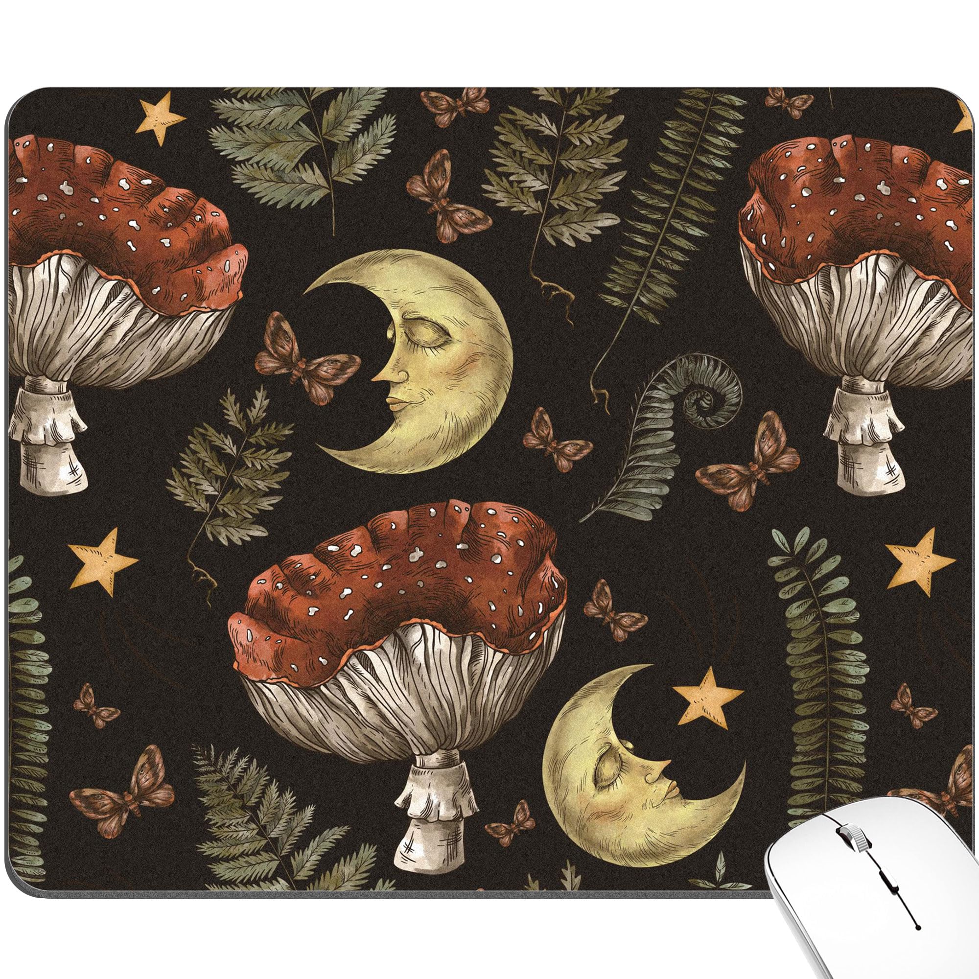 Amazon.com: Black Mushroom Moon Mouse Pad Dark Cute Vintage Cottagecore ...