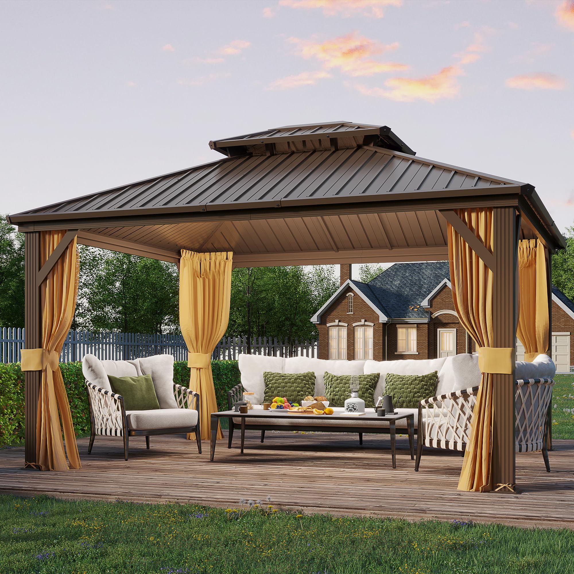 Amazon.com: Greesum 10'x12' Hardtop Metal Gazebo, Outdoor Galvanized ...