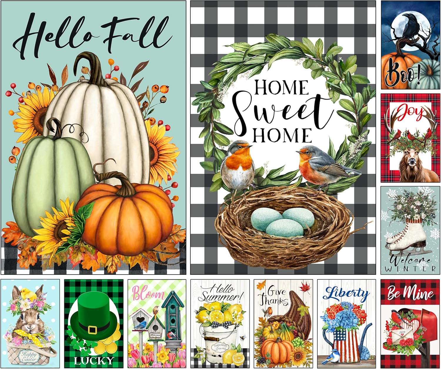 Amazon.com : Double Sided Seasonal Garden Flags - Yard Flags Made of ...