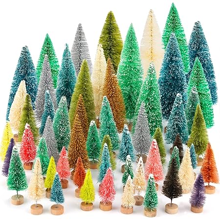 Amazon.com: ONESING 50 Pcs Mini Christmas Tree, Bottle Brush Trees with ...
