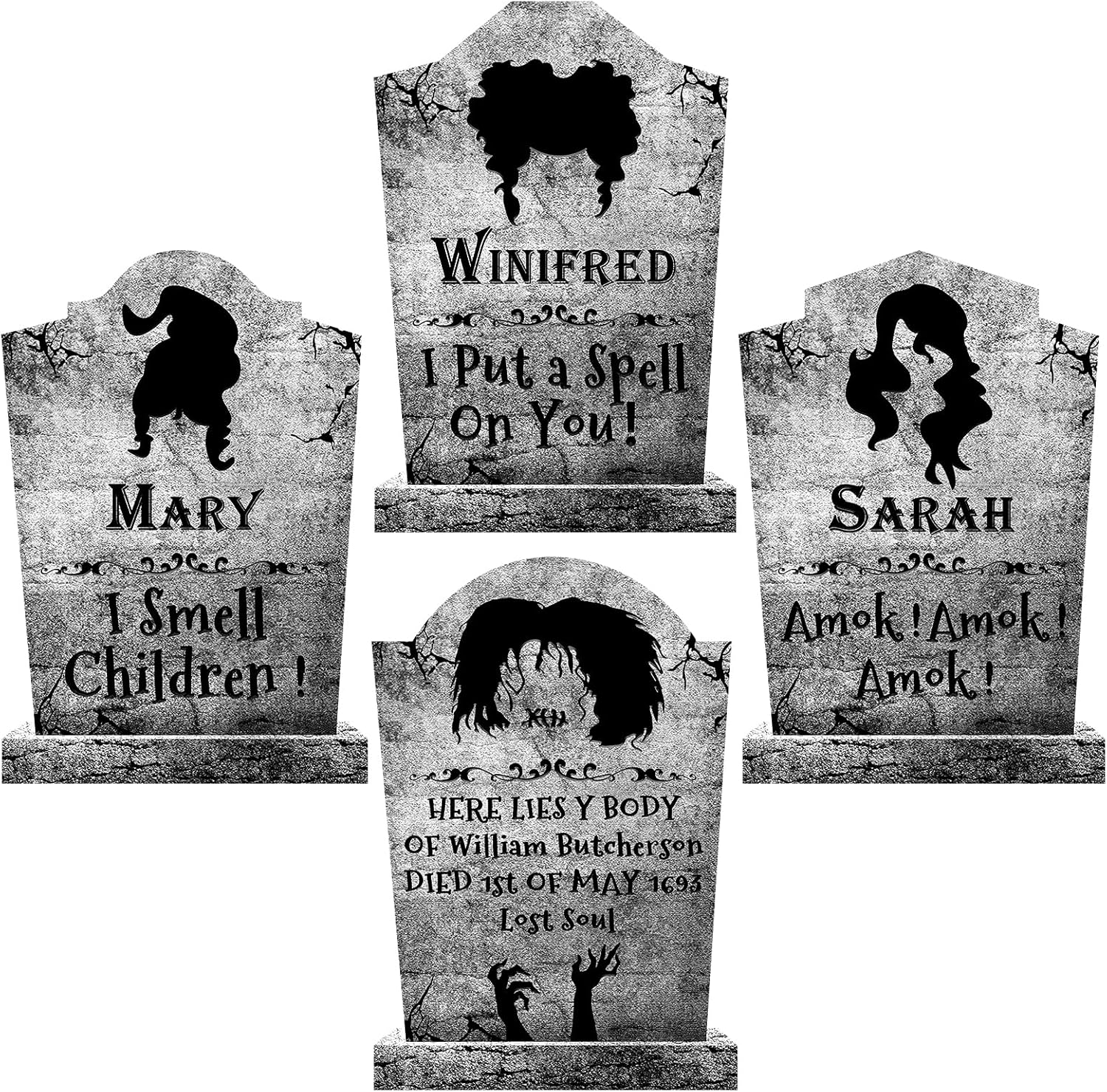 Amazon.com : LimBridge Outdoor Halloween Decorations Tombstones: 4ct ...