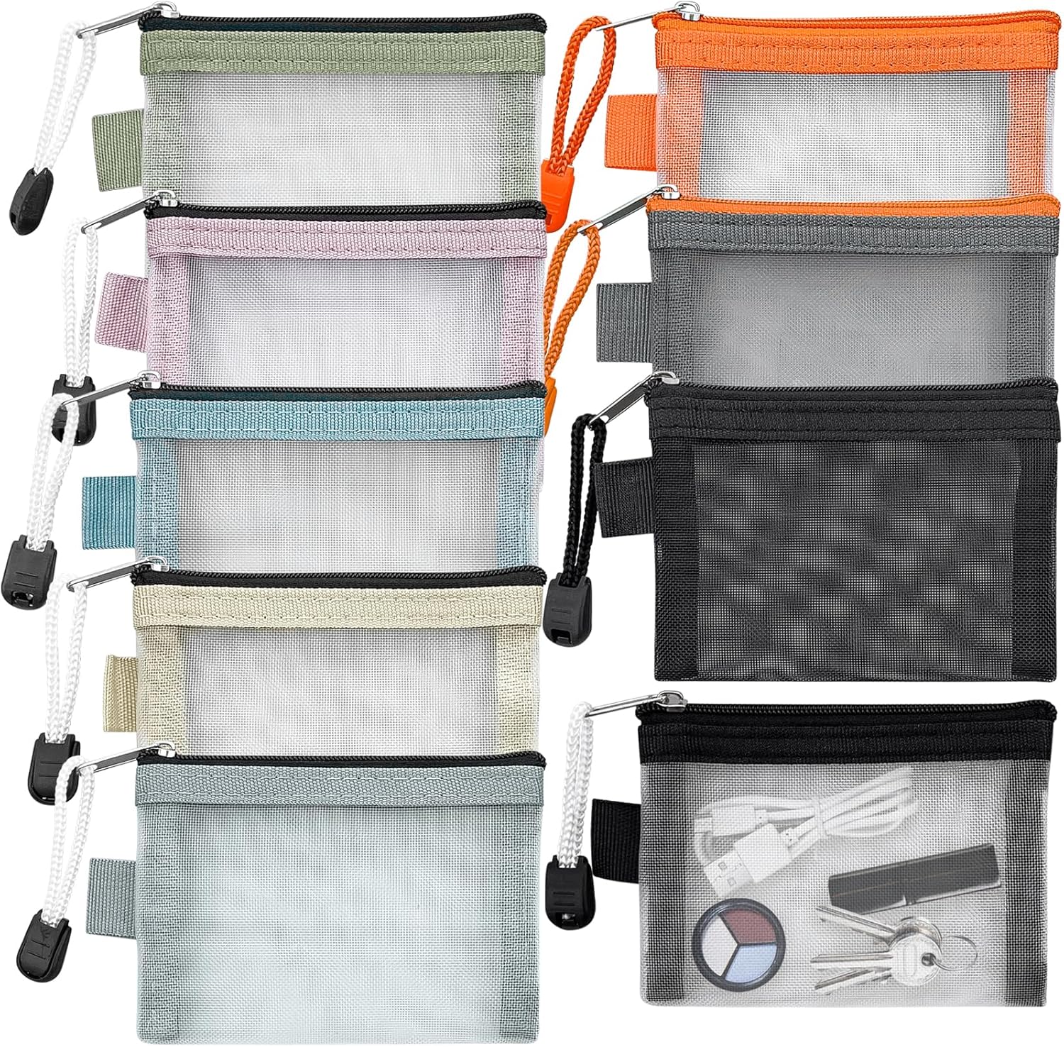 Amazon.com: Aswewamt 9 Pcs Mini Zipper Mesh Bags, 4.3" x 3" Small Nylon ...