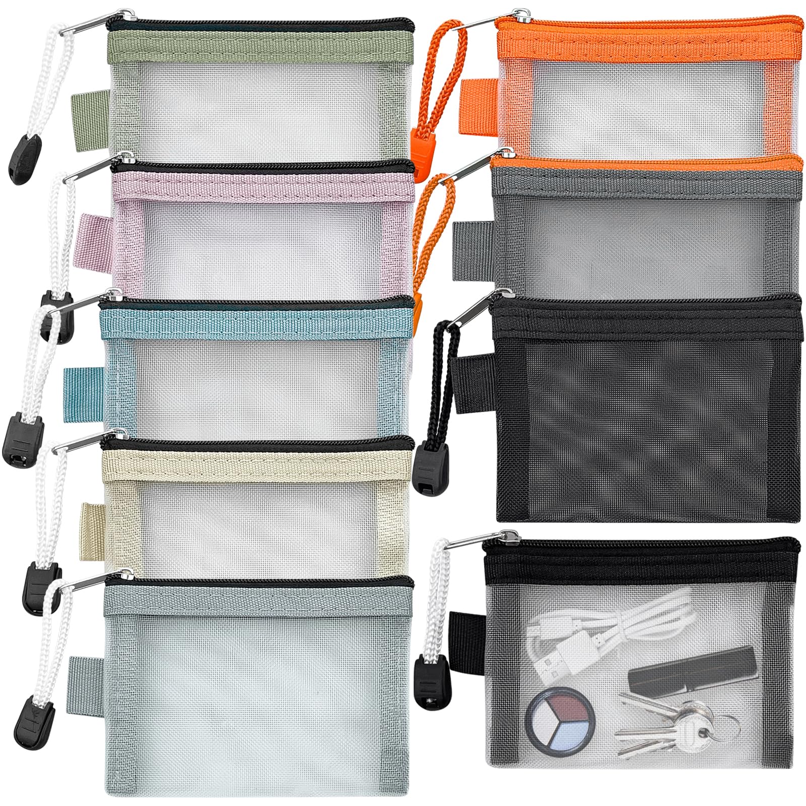 Amazon.com: Aswewamt 9 Pcs Mini Zipper Mesh Bags, 4.3" x 3" Small Nylon ...