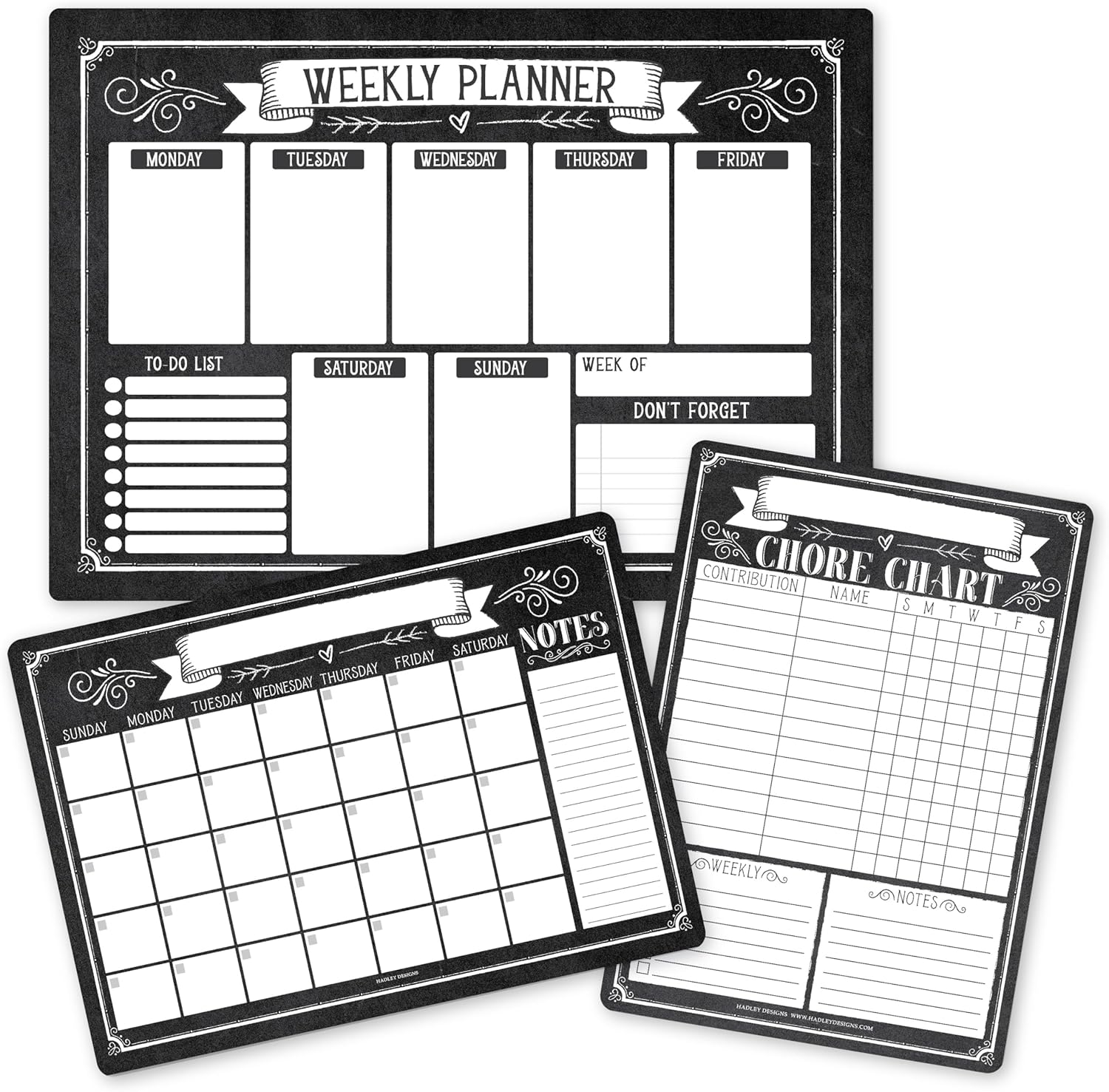 Amazon.com : Hadley Designs 1 Chalkboard Magnetic Weekly Calendar ...