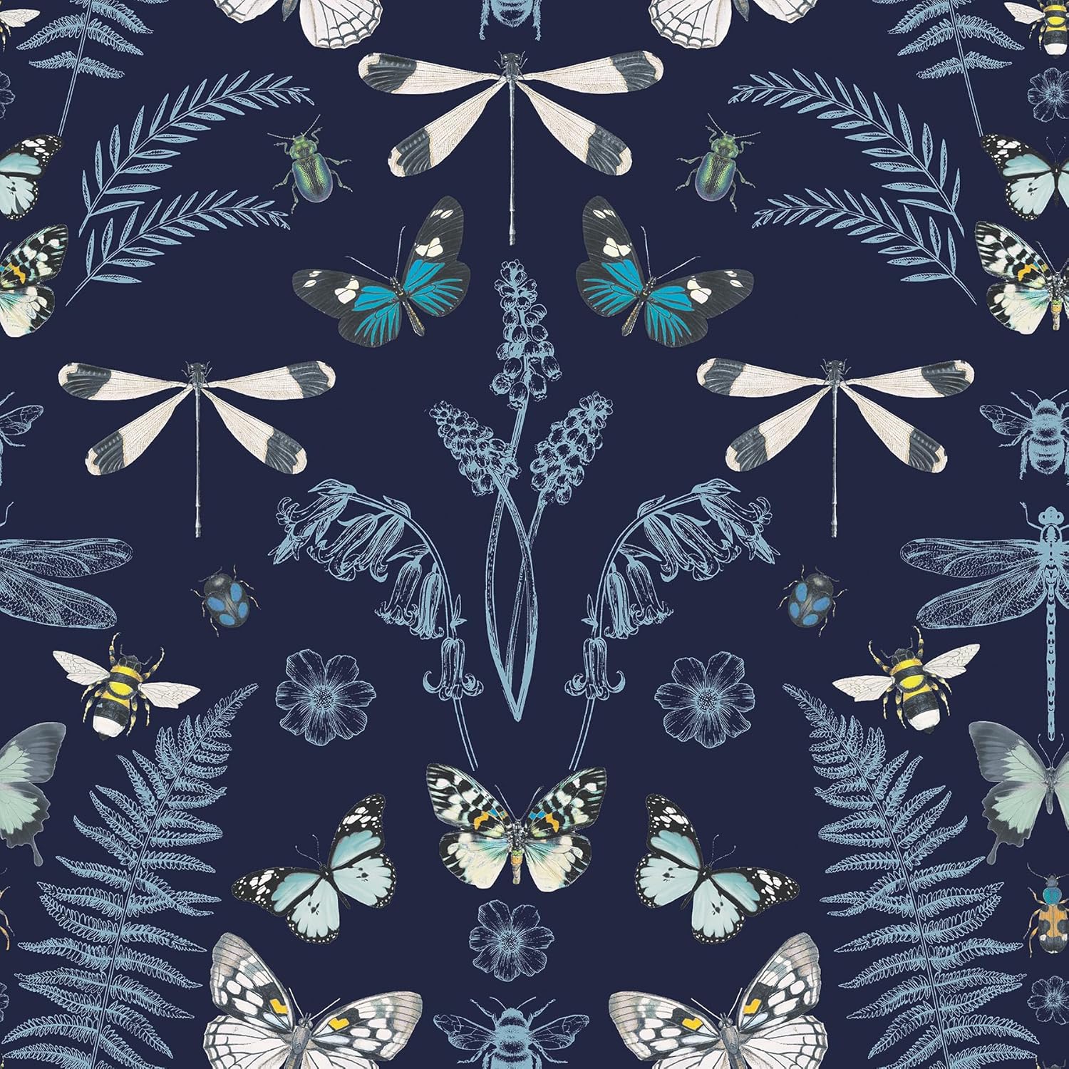 RoomMates Hidden Treasures Blue Peel and Stick Wallpaper, RMK12748PLW ...
