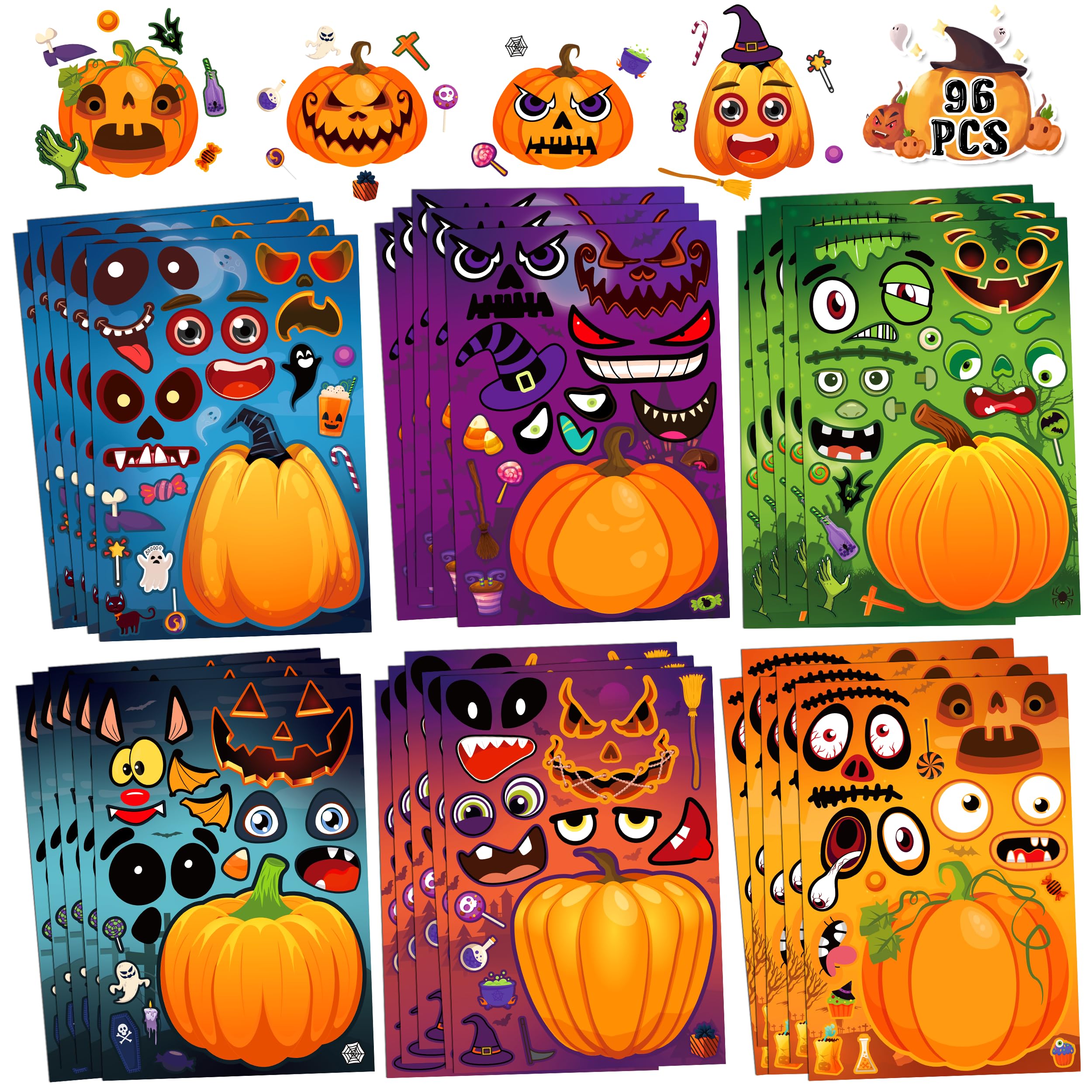 Amazon.com: LINAYE 96 Sheets Halloween Crafts Stickers for Kids ...