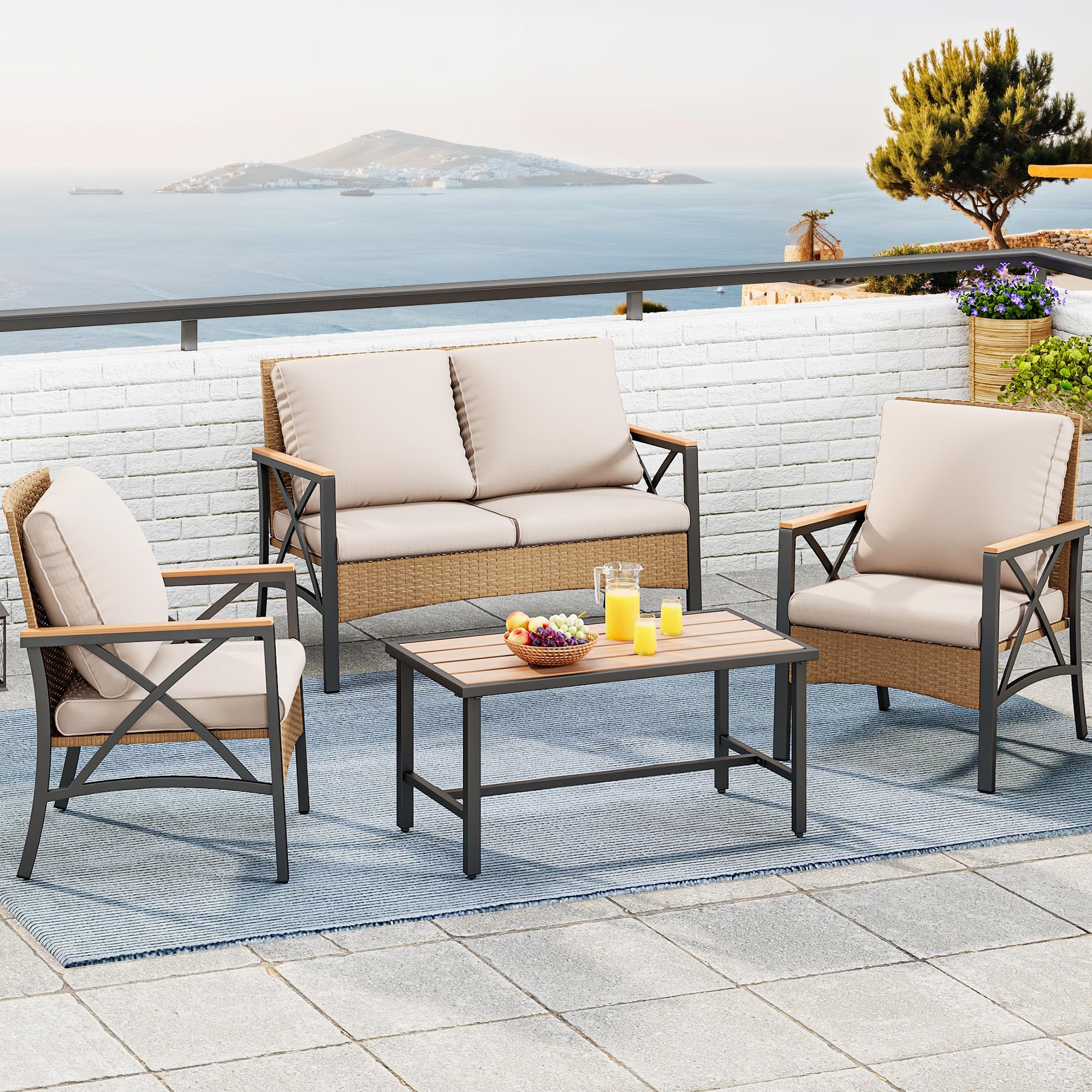 Amazon.com: Christopher Knight Home Kono PE Wicker Chat Set, 3-Pcs Set ...