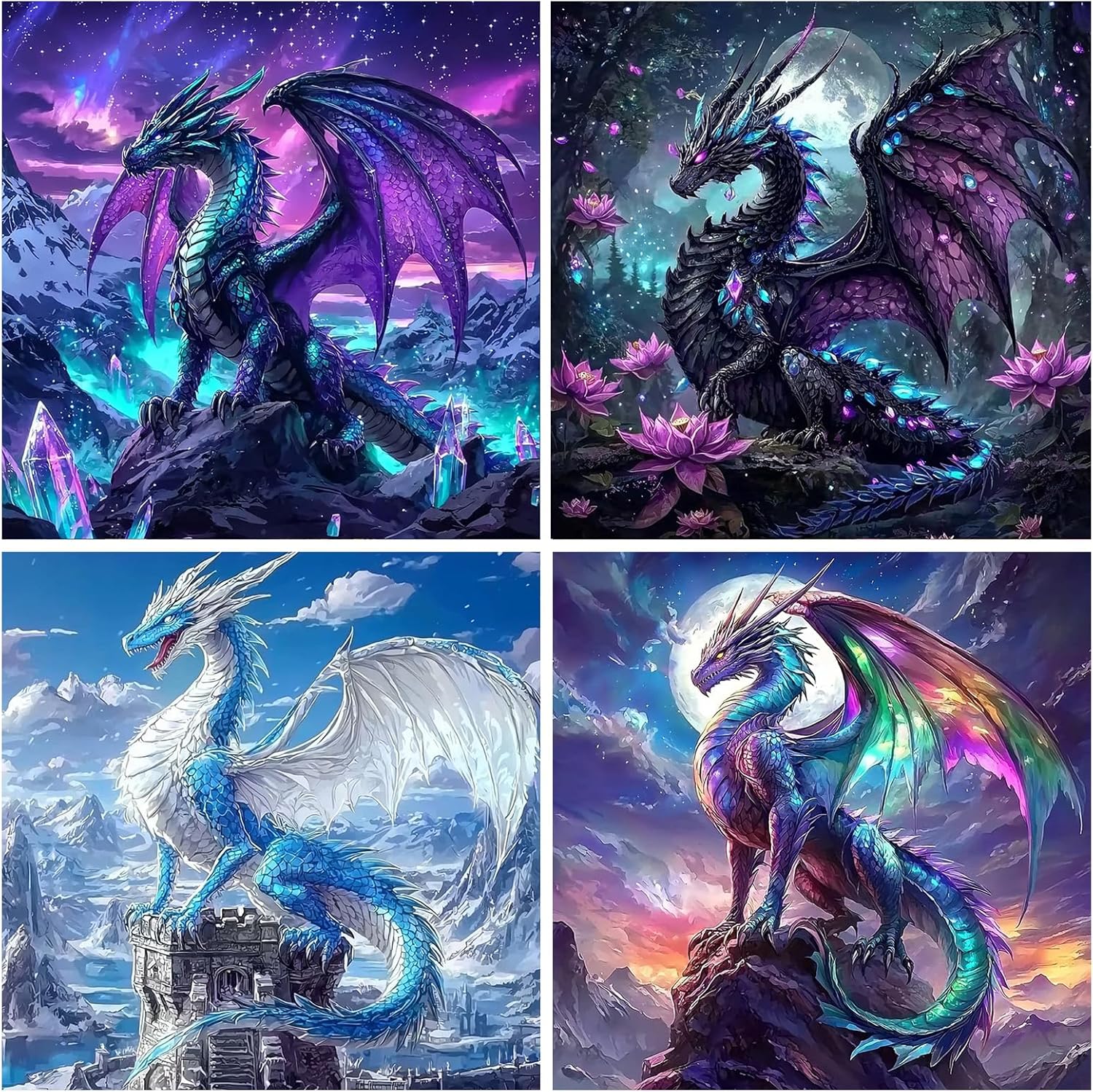 Amazon.com: SENQAO Dragon Diamond Art Kits for Adults, DIY 5D Dragon ...