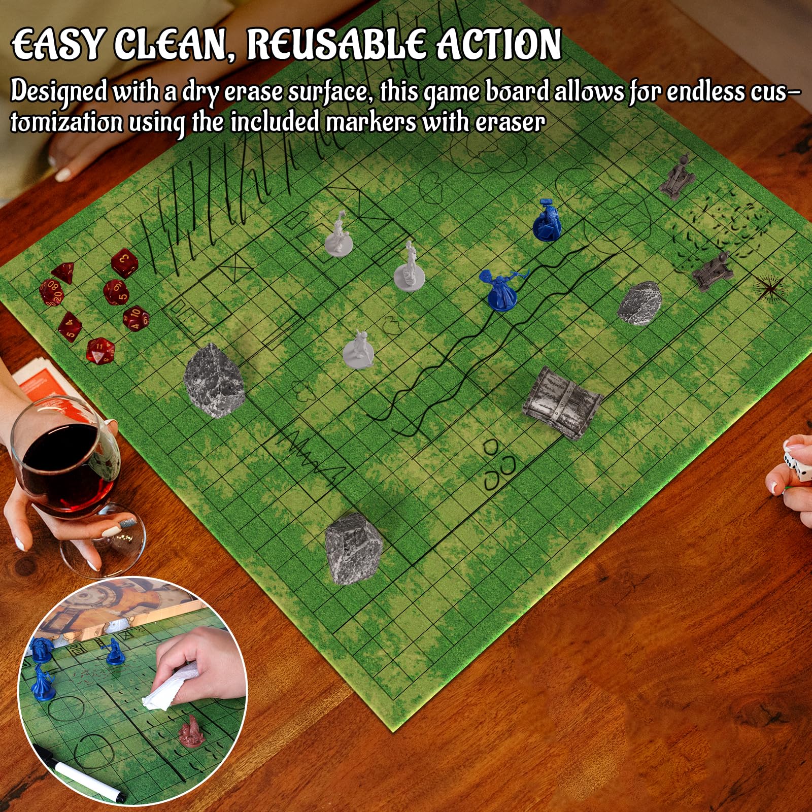 Snapklik.com : CZYY DND Foldable Mat Dry Erase TTRPG Map Grassland ...