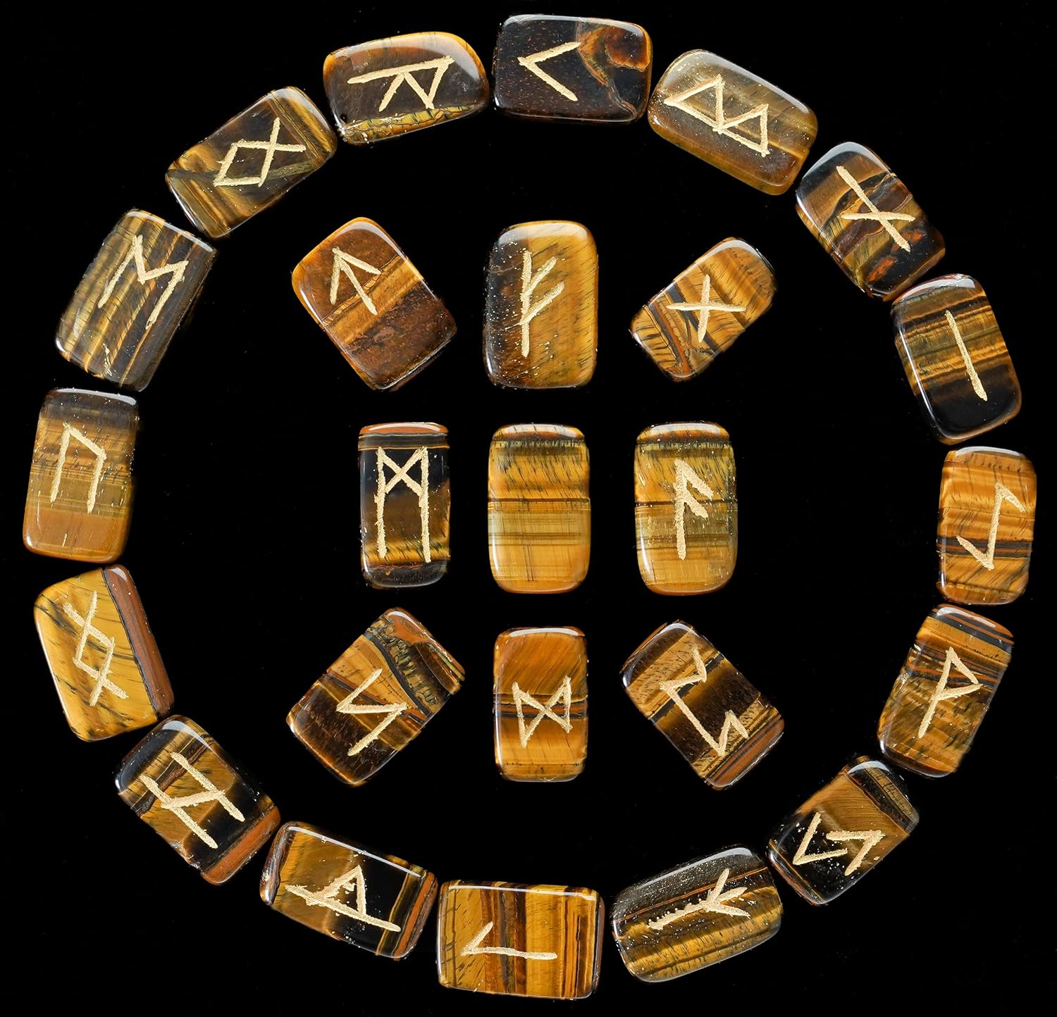 Buy ZAICUS Tiger Eye Rune Stones Set Polished Witches Crystal with ...