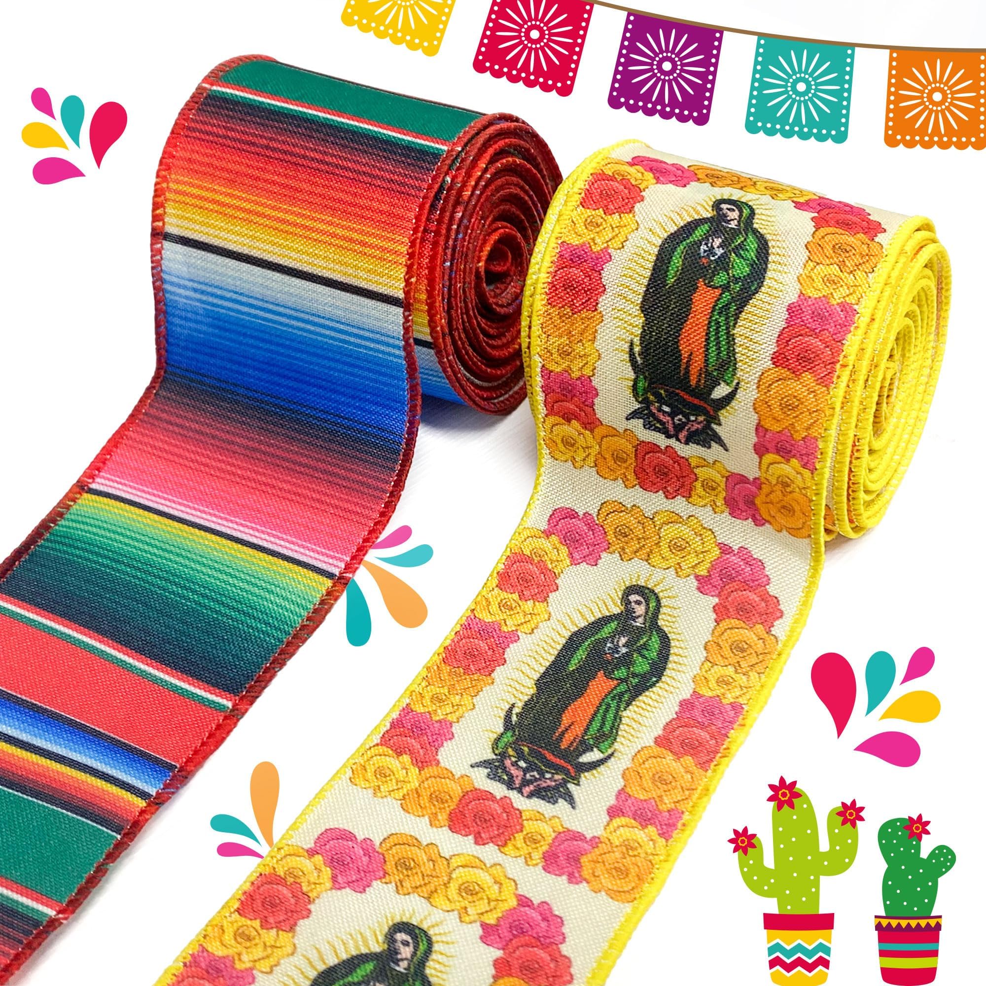 Amazon.com: 2pcs Mexican Cinco de Mayo Fiesta Ribbons Mexican Fabric ...