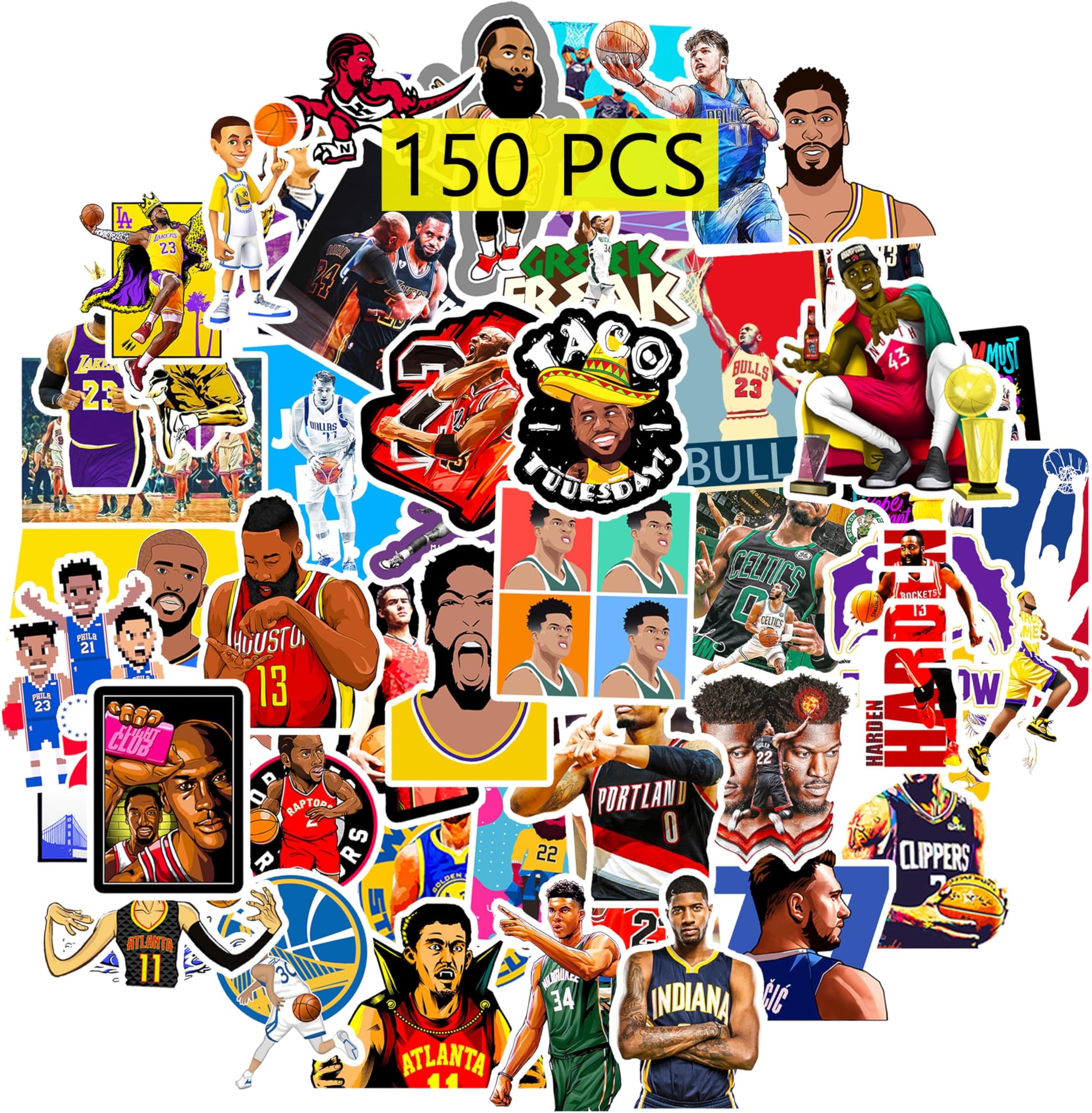 Amazon.com: Vnxcrafties 100Pcs Basketball Stickers Sport Stickers Decal ...