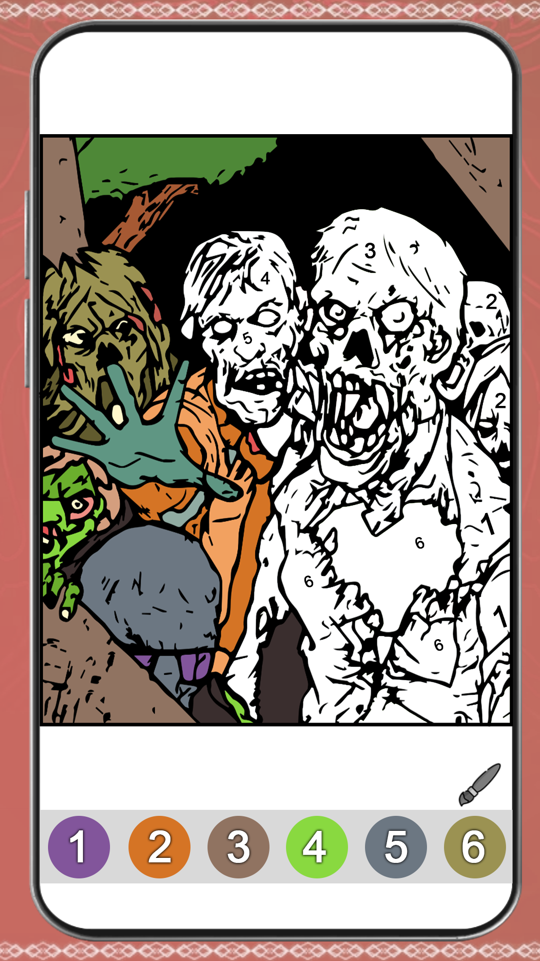 Zombies Color by Number Book - Grownups Paint + Glitter + Crayon + Oil ...