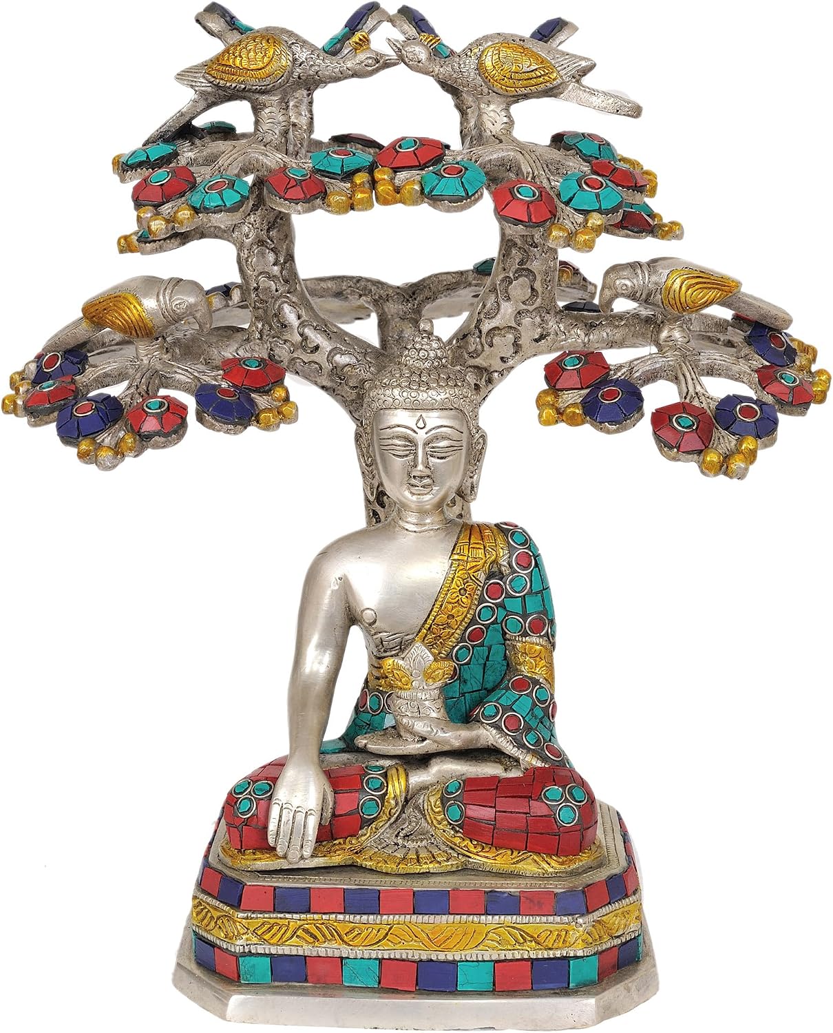 Amazon.com: The Buddha Under The Bodhi-Tree (Inlay Statue) - Brass ...