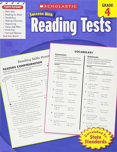 Amazon.com: Scholastic Success With Reading Tests, Grade 4: ...