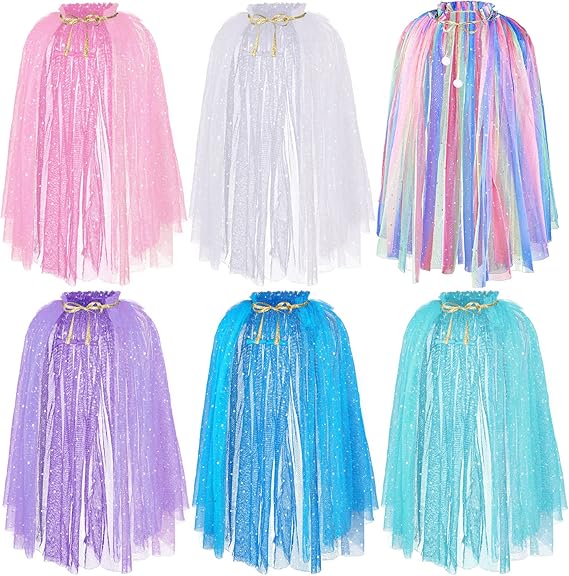 Amazon.com: JaGely 6 Pcs Princess Cape Cloaks Girls Princess Cloak ...