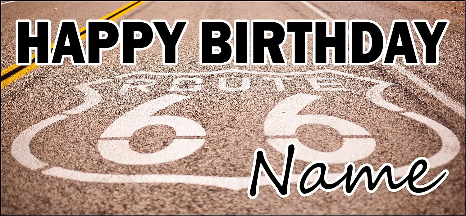 Personalised Route 66 Birthday Banner - Poster - Party Decorations ...