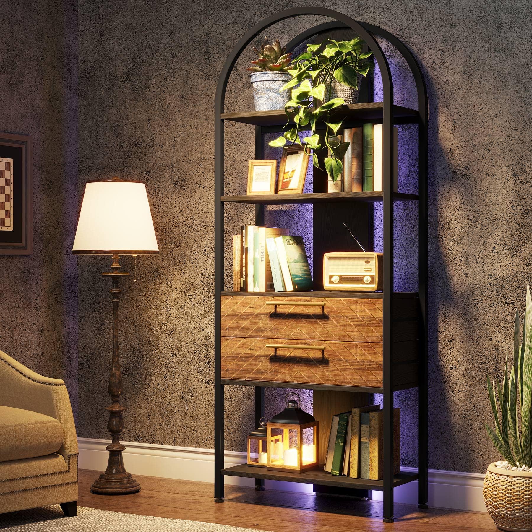 Amazon.com: Tribesigns 2PC Bookshelf with Door, 75.9 Inch Tall Etagere ...
