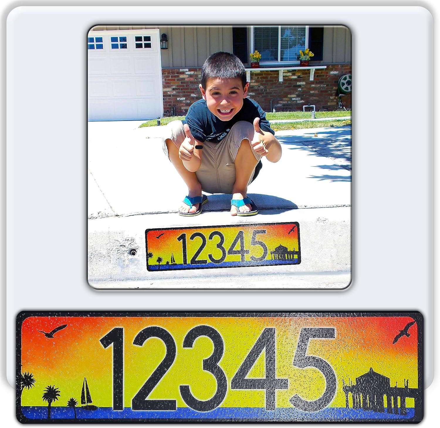 Amazon.com: Curb-N-Sign Curb Wrap Address Decal – Aluminum House Number ...