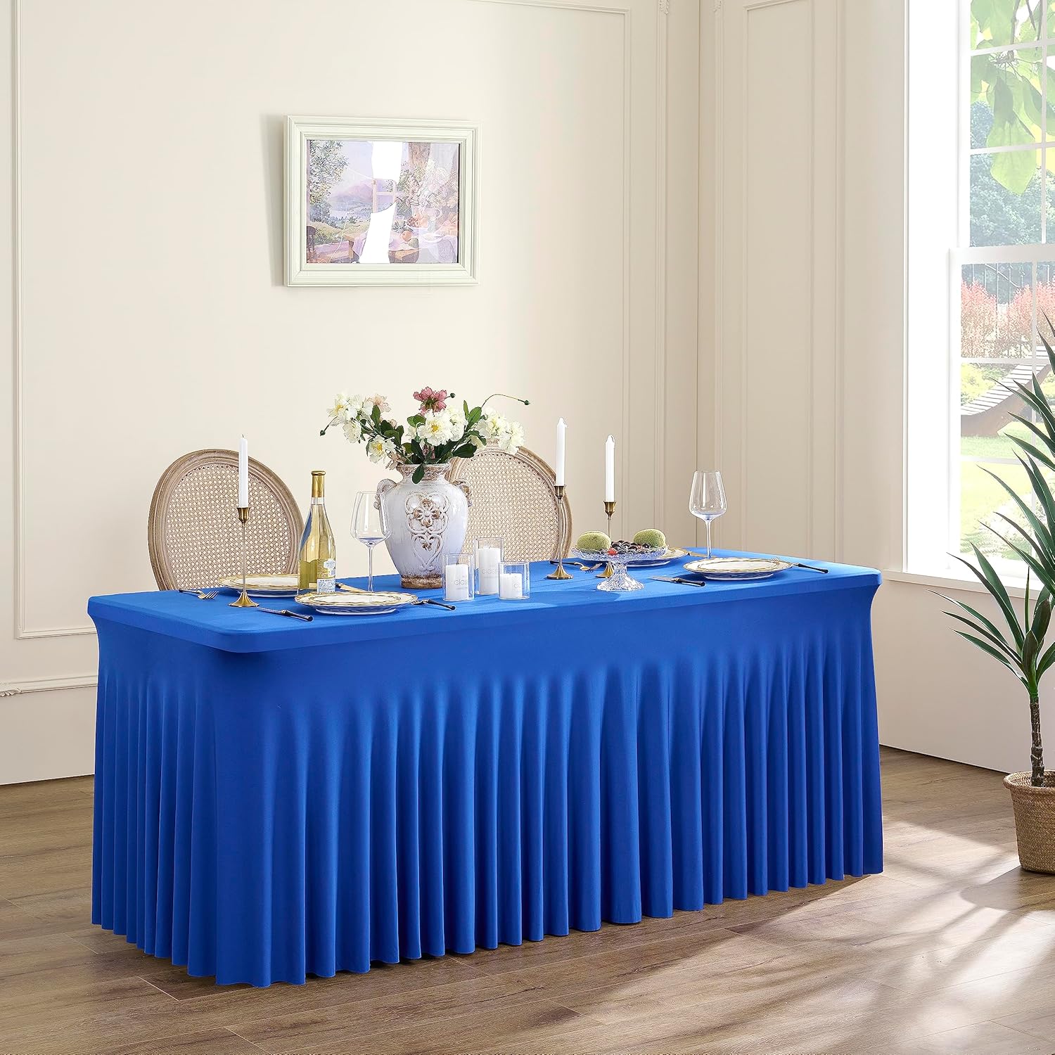 Amazon.com: Outpain 8ft Spandex Table Cloth for Standard Folding Tables ...