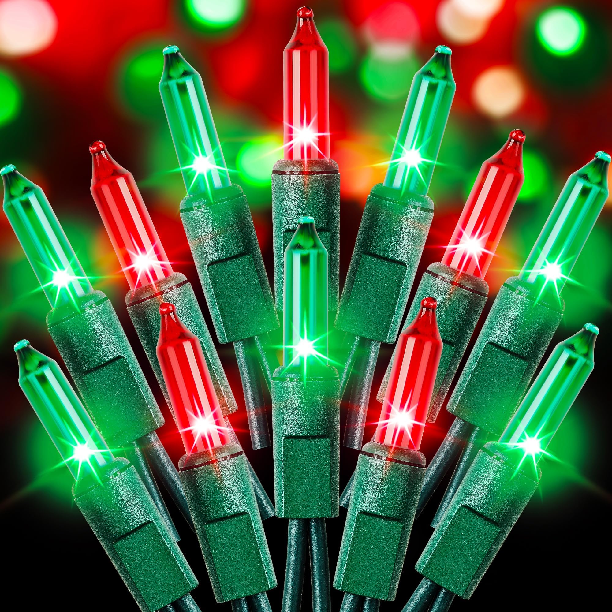 Amazon.com: Holiday Pride Red & Green Christmas Lights - 100 Count Red ...