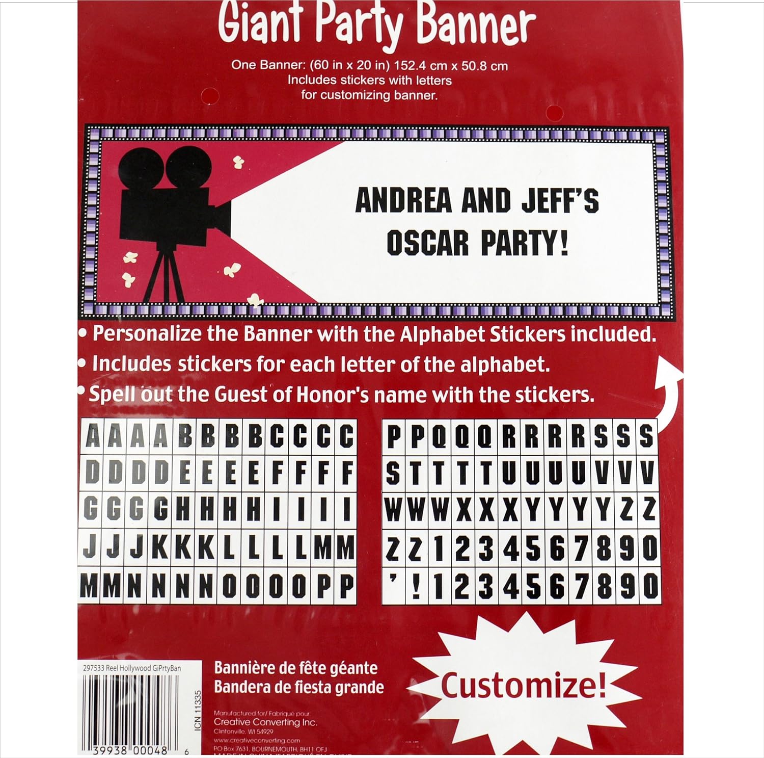 Amazon.com: Giant Party Banner with Stickers, Reel Hollywood : Toys & Games
