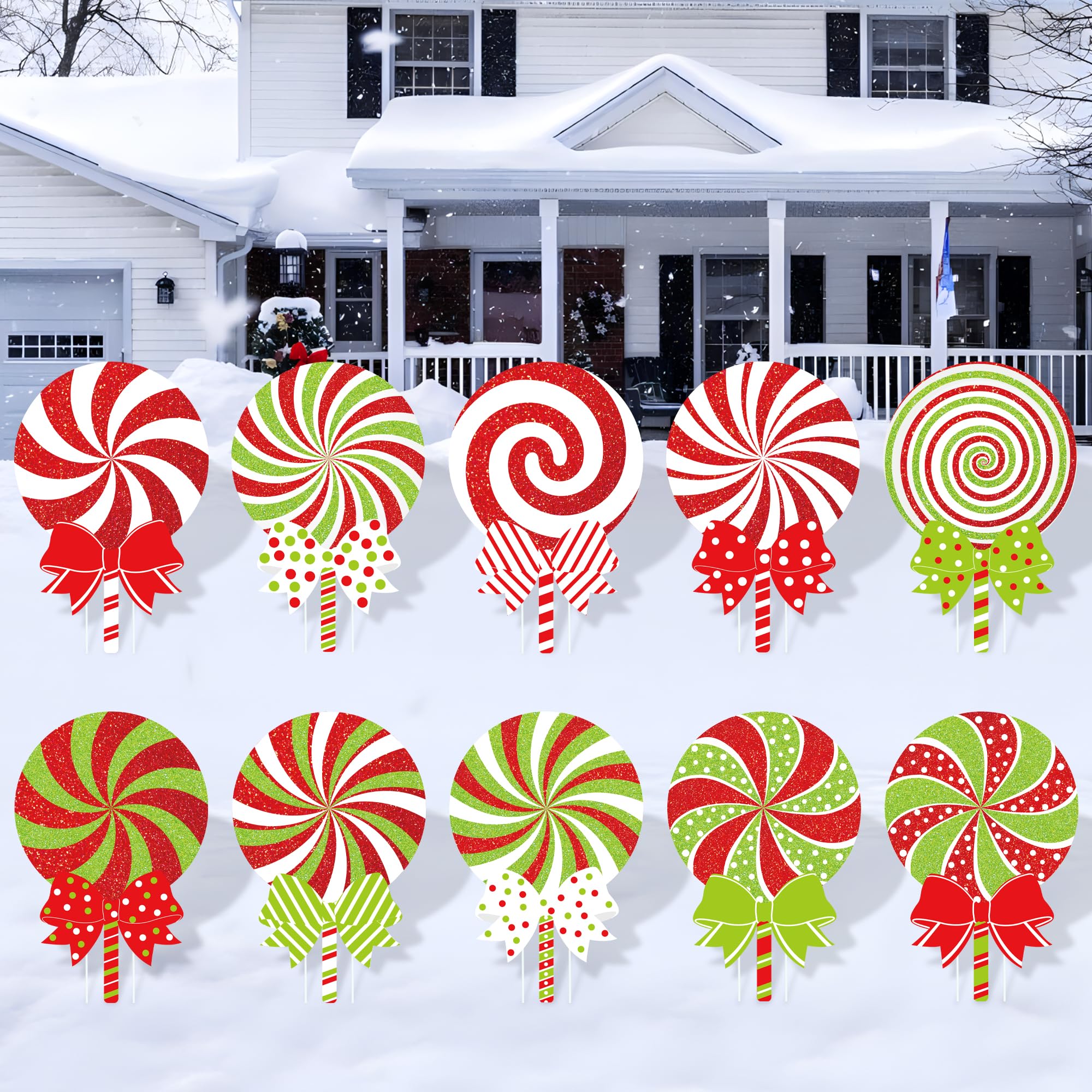 Amazon.com : Christmas Candy Yard Signs Christmas Peppermint Lollipop ...