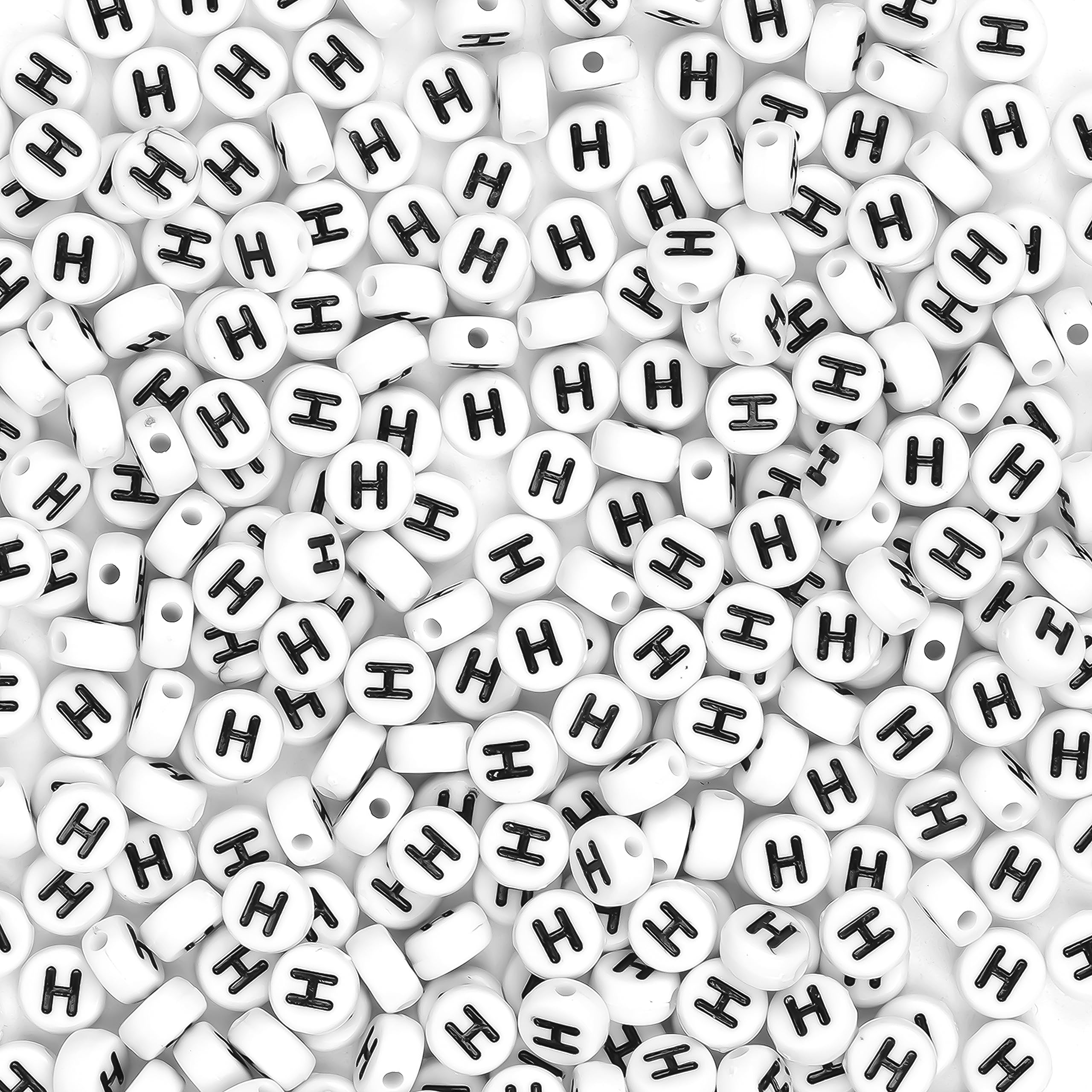 Amazon.com: Auvoua 300Pcs Letter Beads H 4X7mm White Alphabet Beads ...