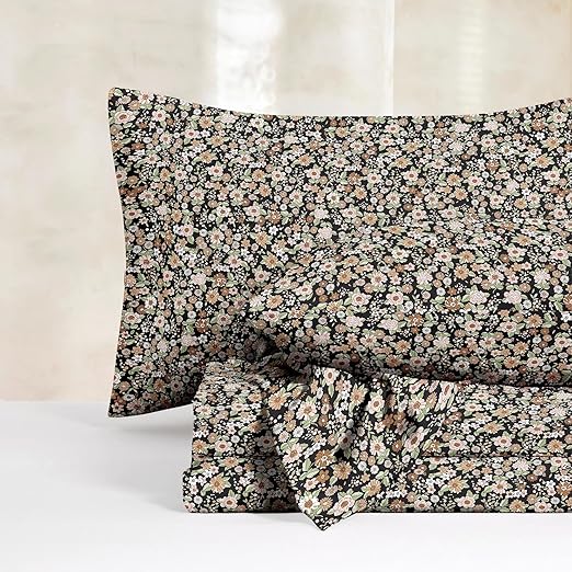 Amazon.com: Wake In Cloud - Floral Bed Sheets, 4-Piece Sheet Set ...
