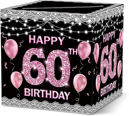 Amazon.com: Ymyfdyj 60th Birthday Card Box, Rose Gold Card Box Holder ...