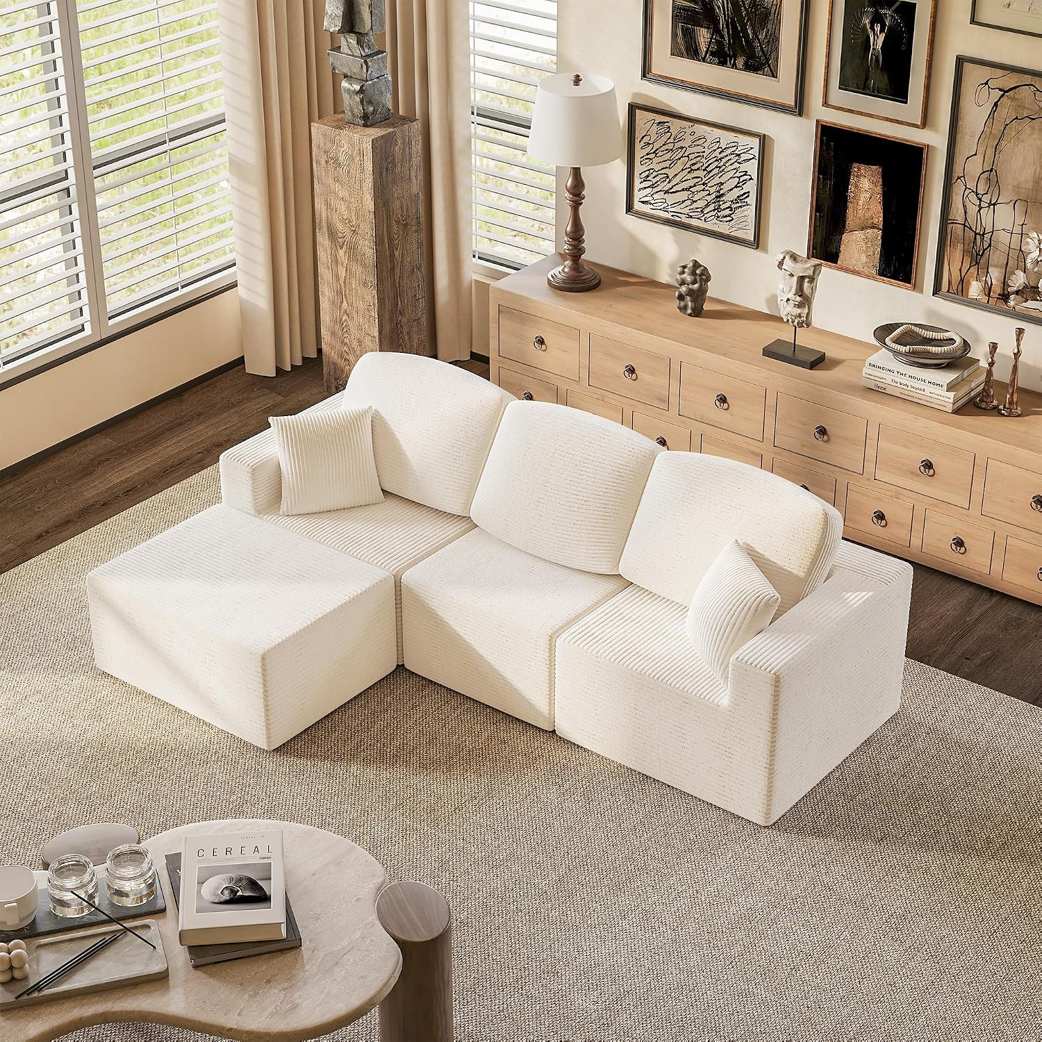 Amazon.com: YESHOMY 98.4" Boneless Couches for Living Room, Comfy ...