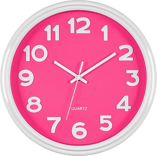 Amazon.com: Bernhard Products Pink Wall Clock 12.5 Inch Silent Non ...