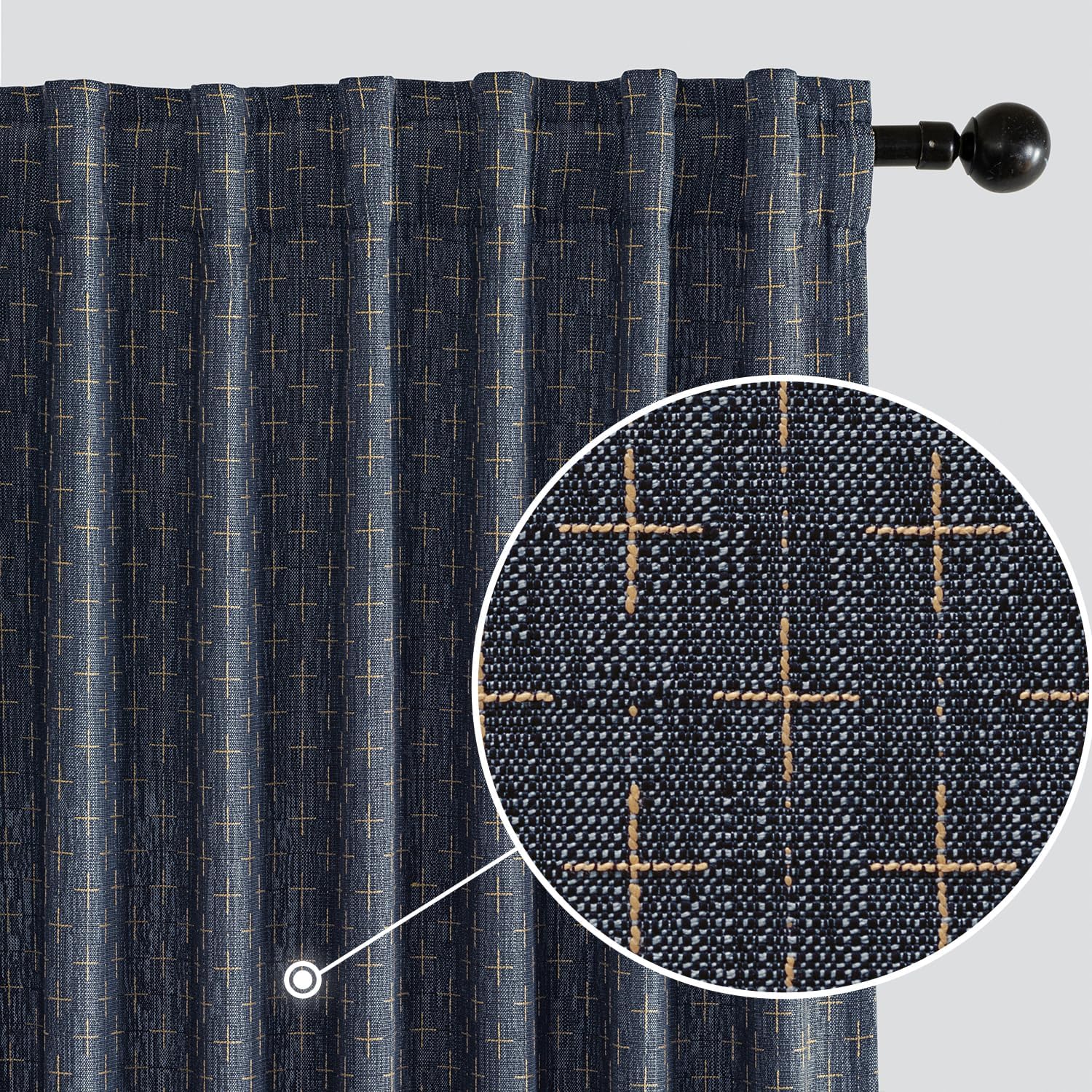 Amazon.com: MIULEE Decorative Back Tab Linen Curtains with Geometric ...