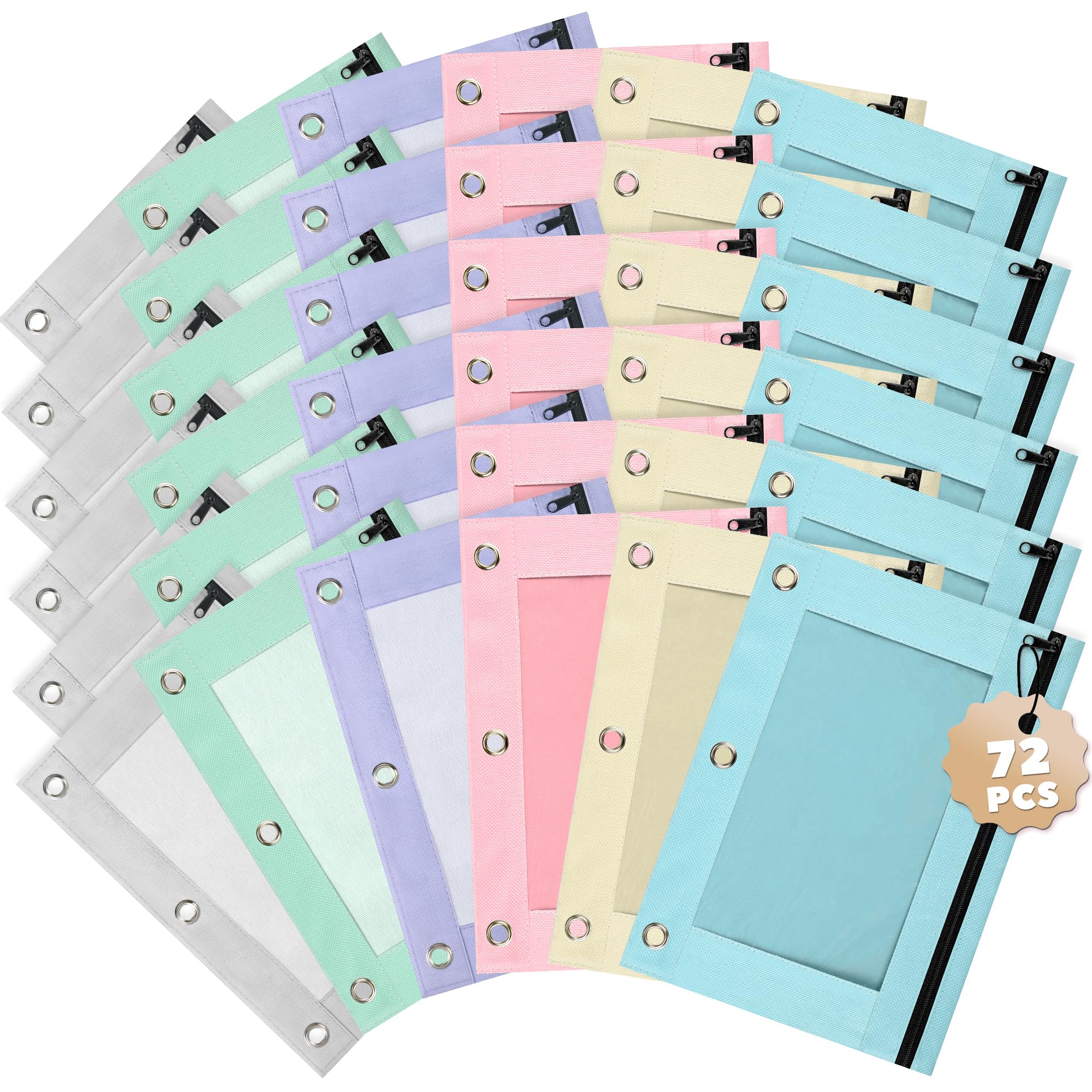 Snapklik.com : Lanpn Pencil Pouch For 3 Ring Binder 72 Pack, Pastel ...