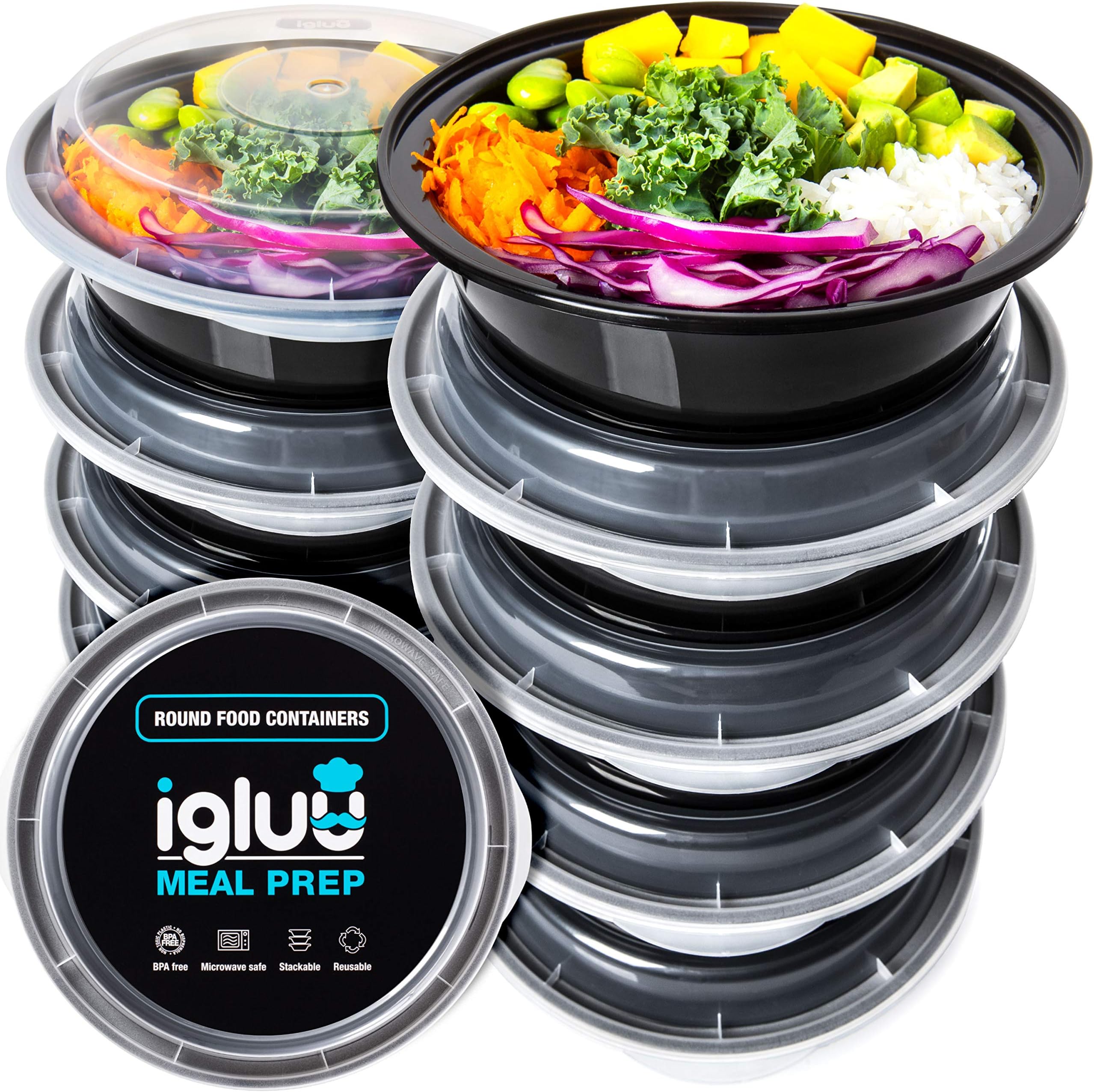 Round Plastic Meal Prep Containers - Reusable BPA Free Food Containers ...