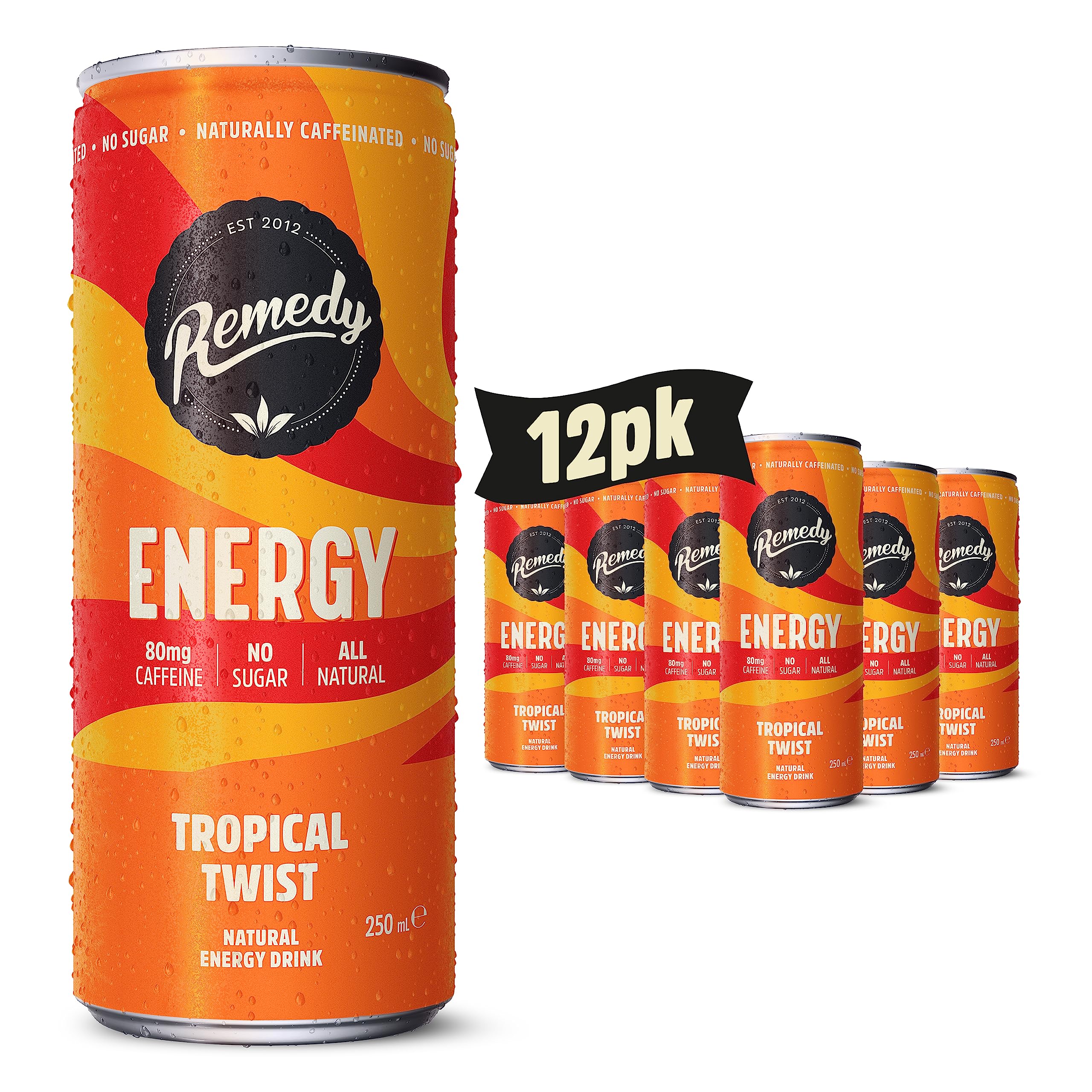 Remedy Natural Energy Drink - Tropical Twist - Natural Caffeine - Sugar ...