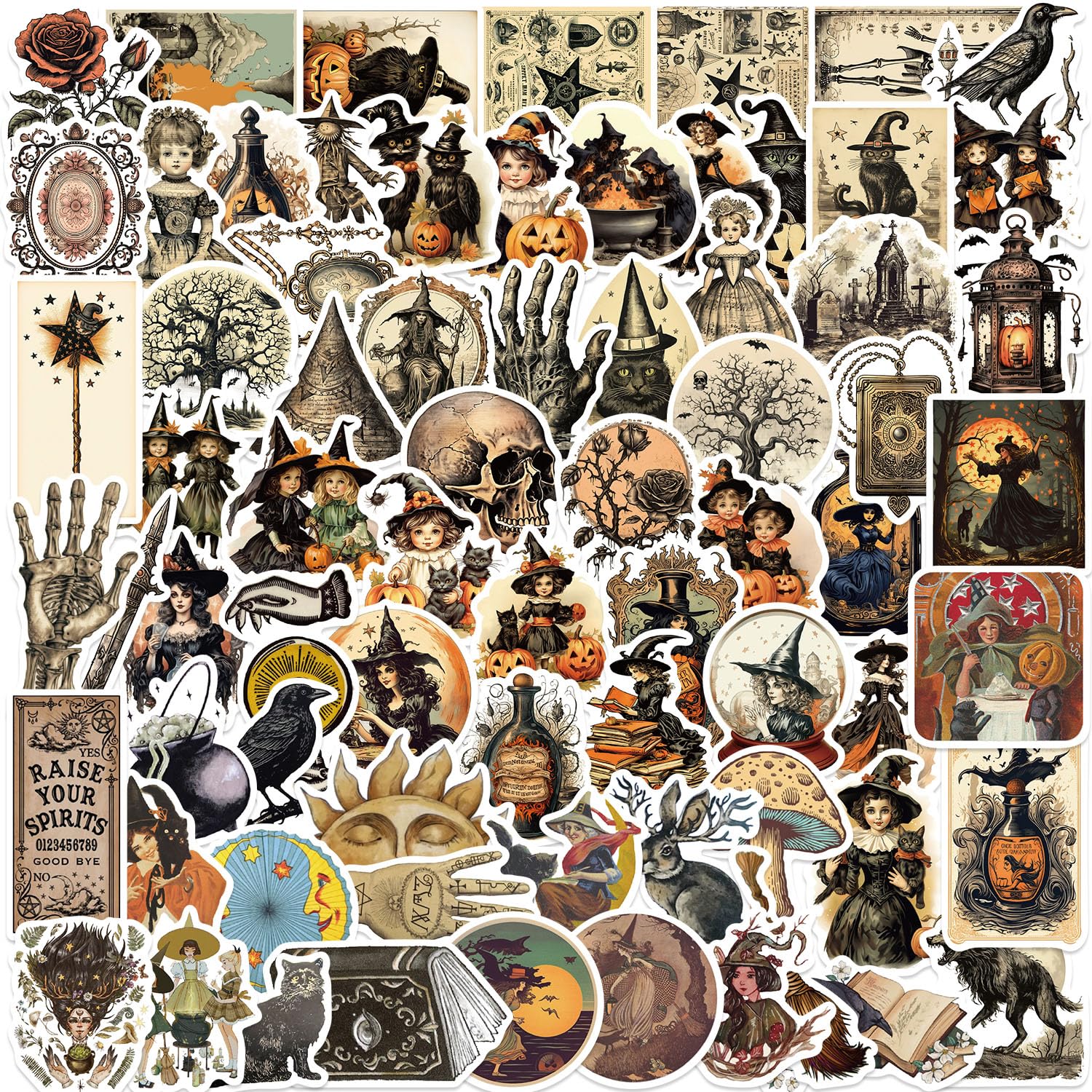 100PCS Classic Witch Darkish Academia Stickers,Victorian Witch Stickers ...