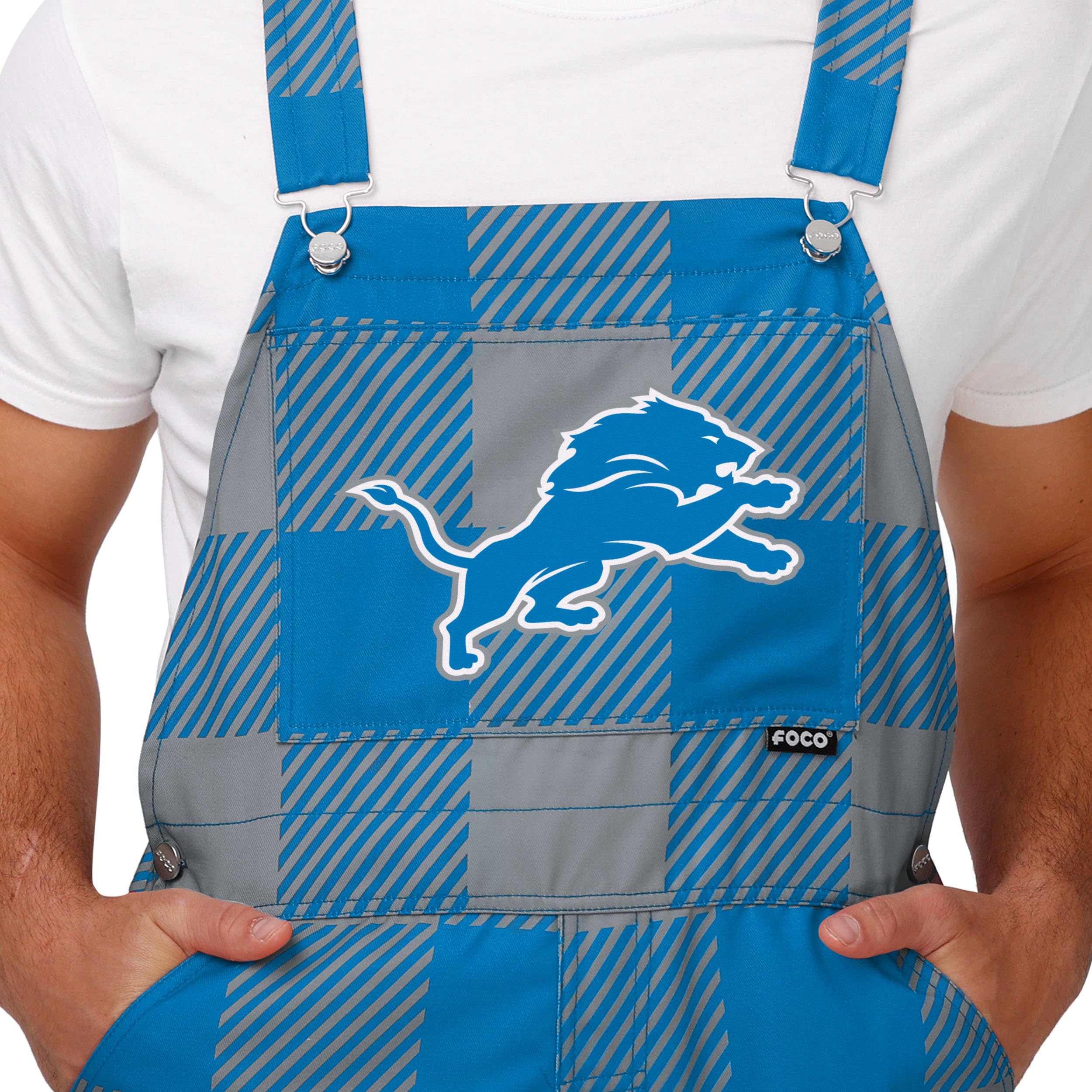 Snapklik.com : FOCO Detroit Lions NFL Mens Plaid Bib Overalls